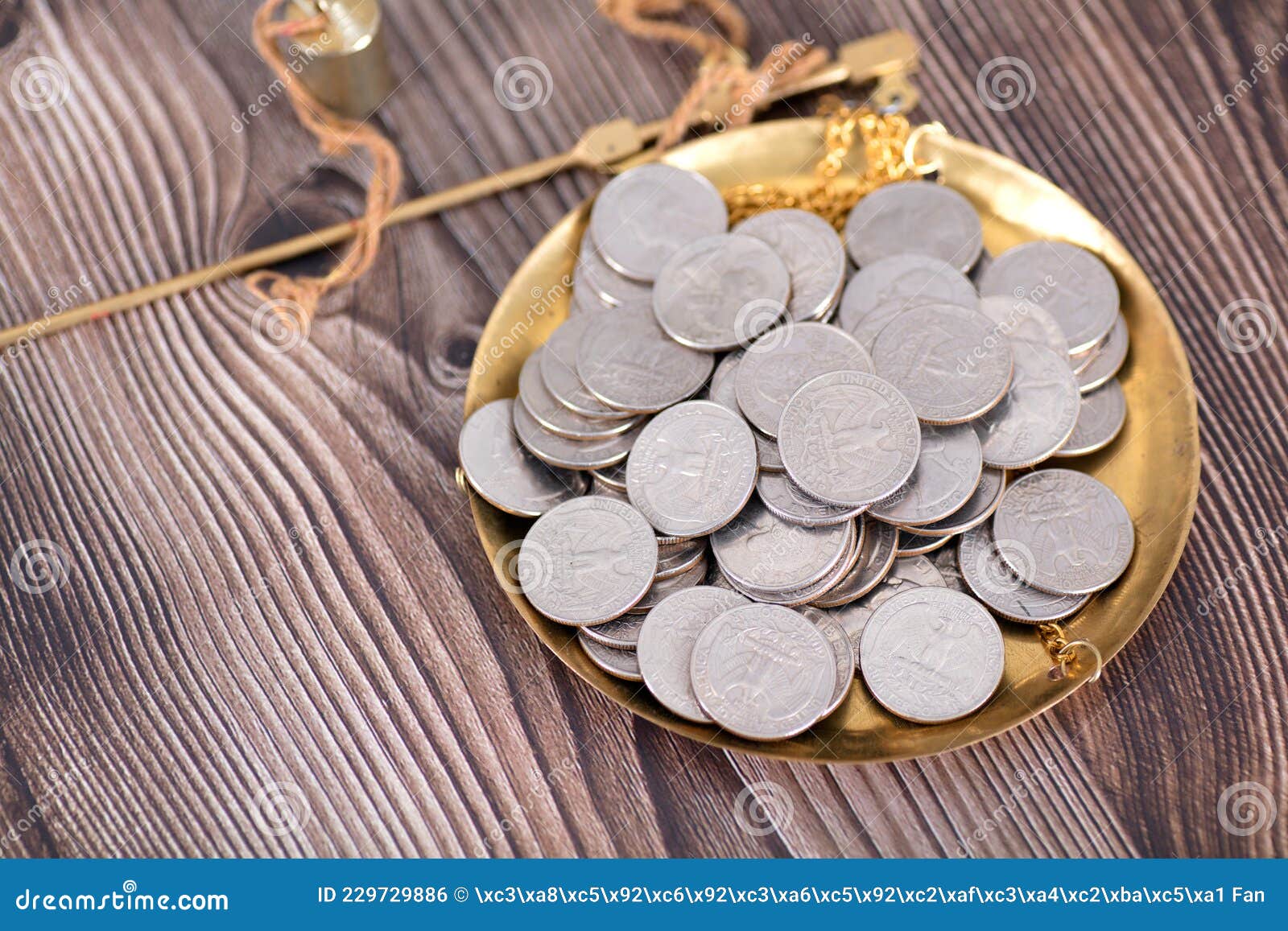 Dollar Coins in Weighing Pan Stock Photo - Image of large, dollar ...
