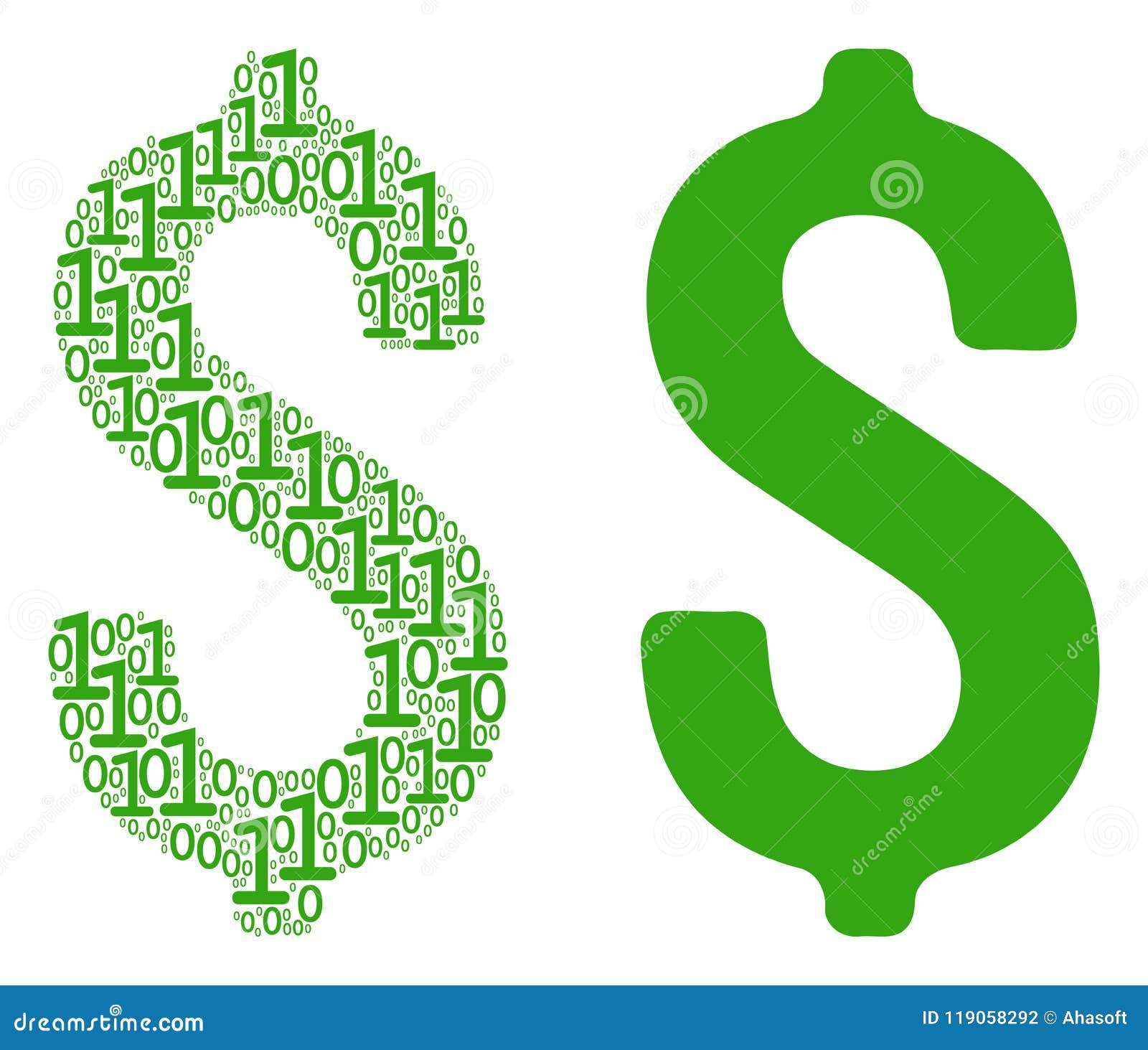 Dollar Collage of Binary Digits Stock Vector - Illustration of richment ...