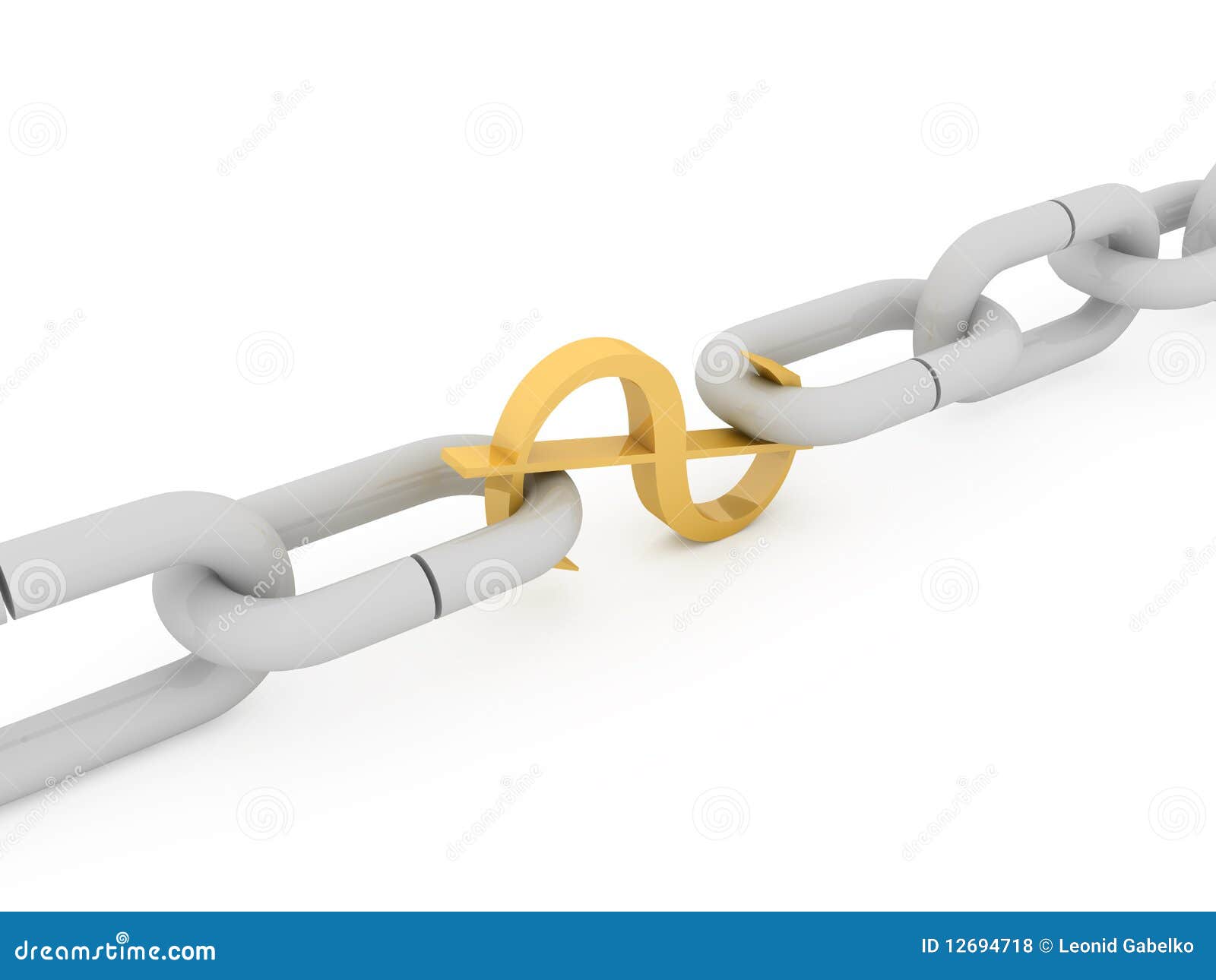 Dollar Connecting Two Links of Chain Stock Illustration - Illustration ...