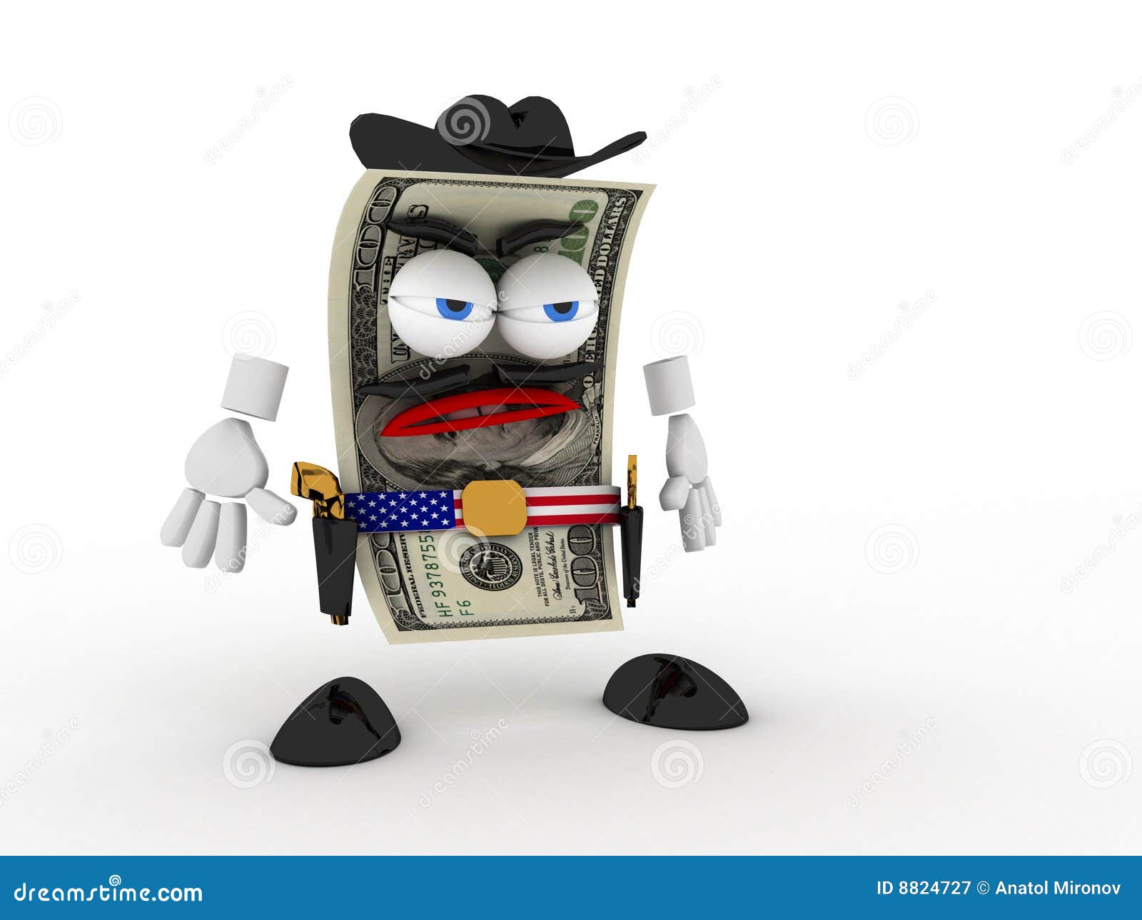 Dollar the cowboy stock illustration. Illustration of bank - 8824727
