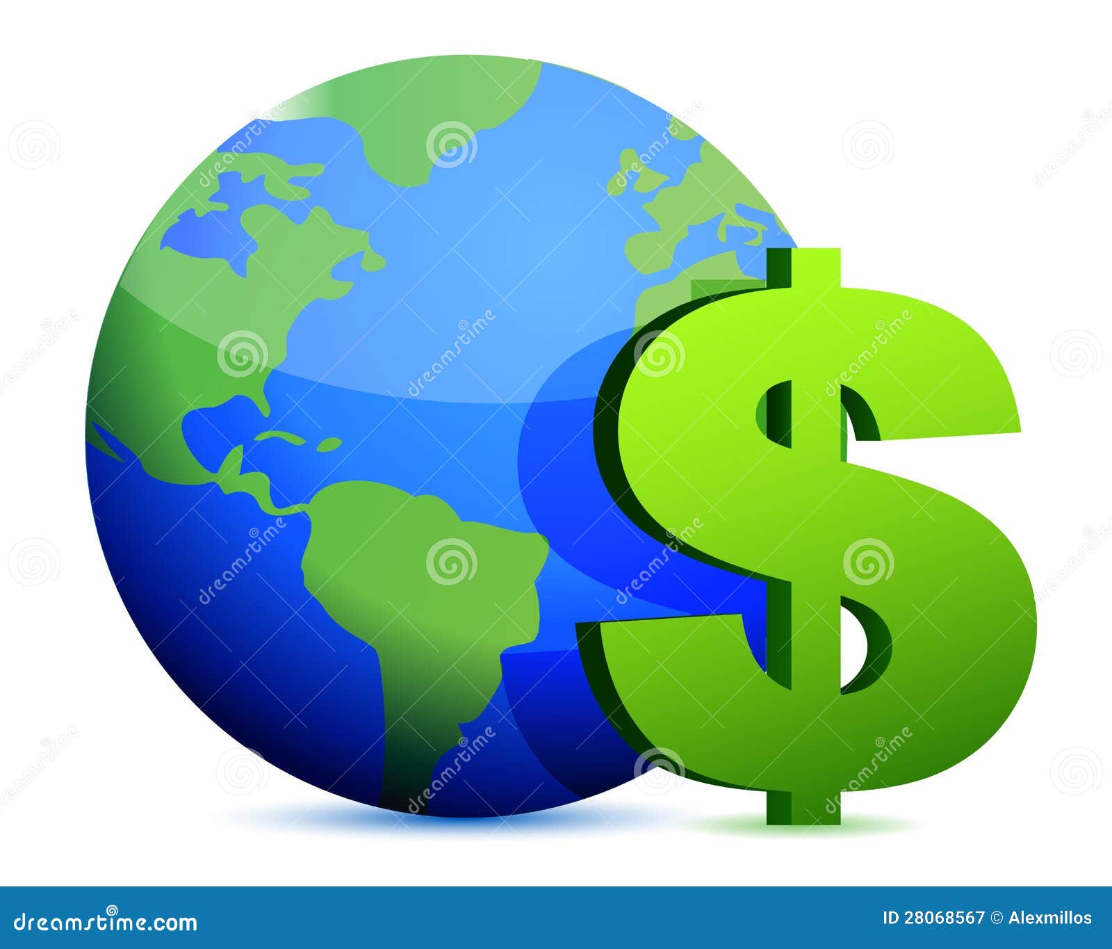 Dollar Currency Around the Globe Stock Illustration - Illustration of ...