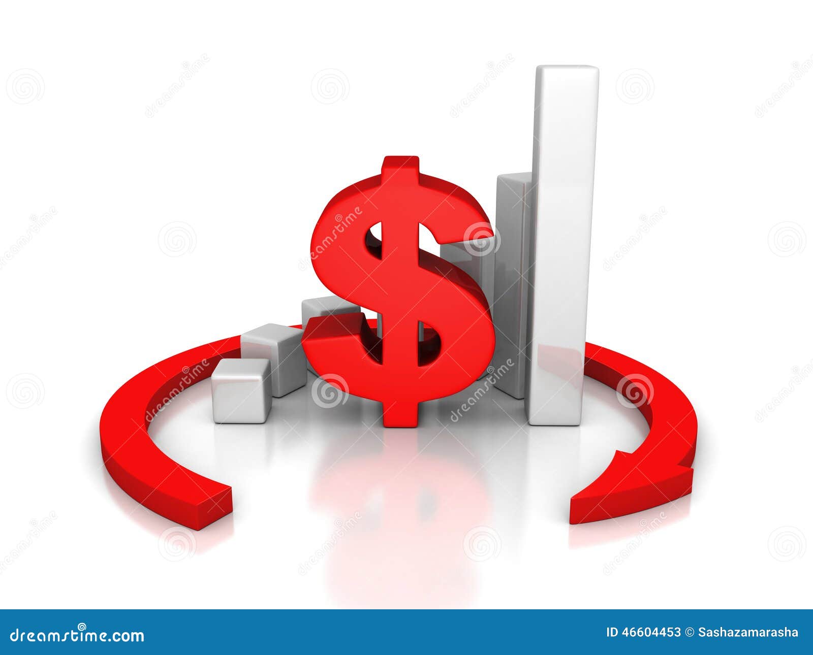 Dollar Currency Bar Graph with Round Arrow Stock Image - Image of ...