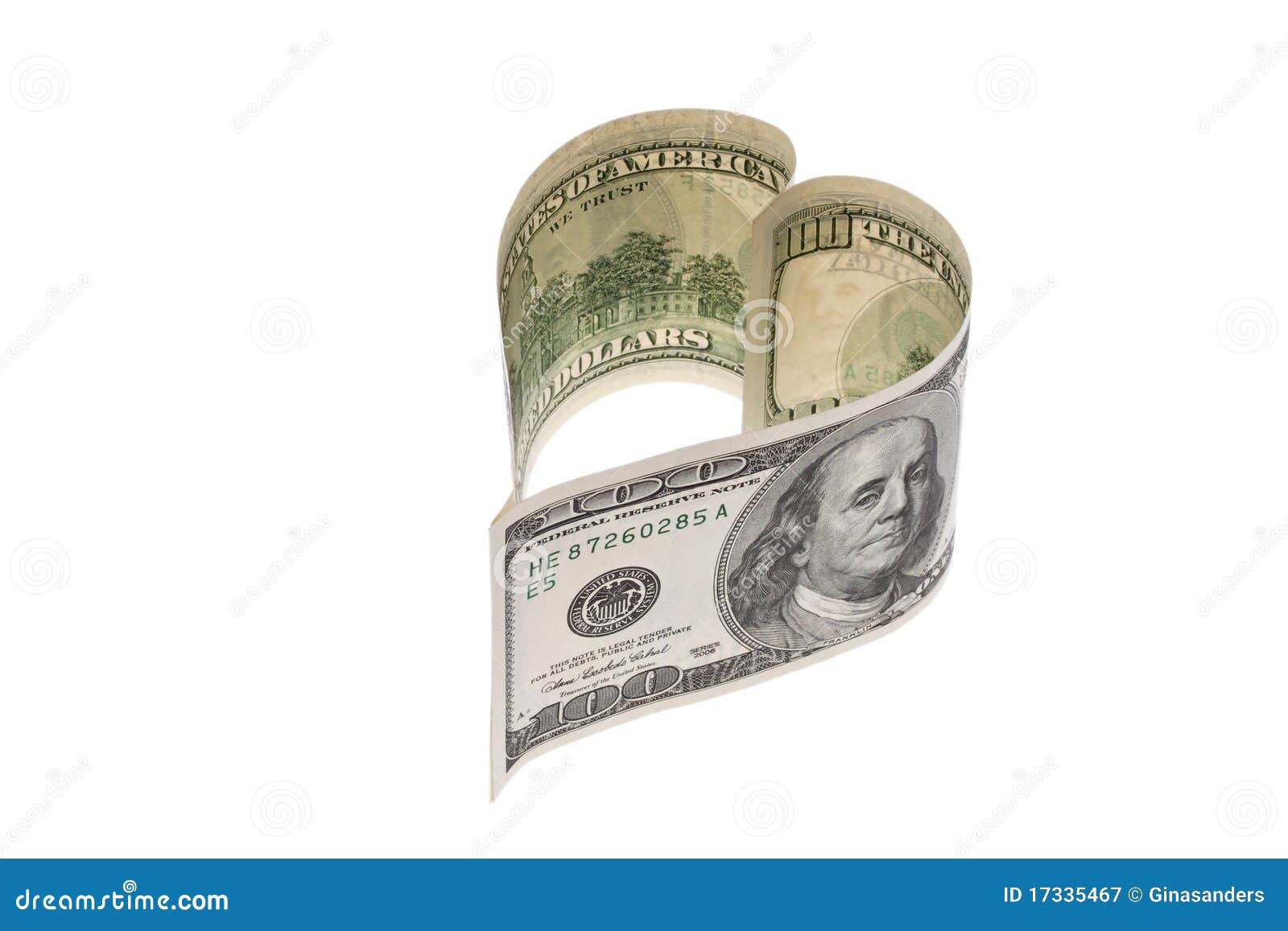Dollar Currency Bill in Heart Shape Stock Image - Image of banknotes ...