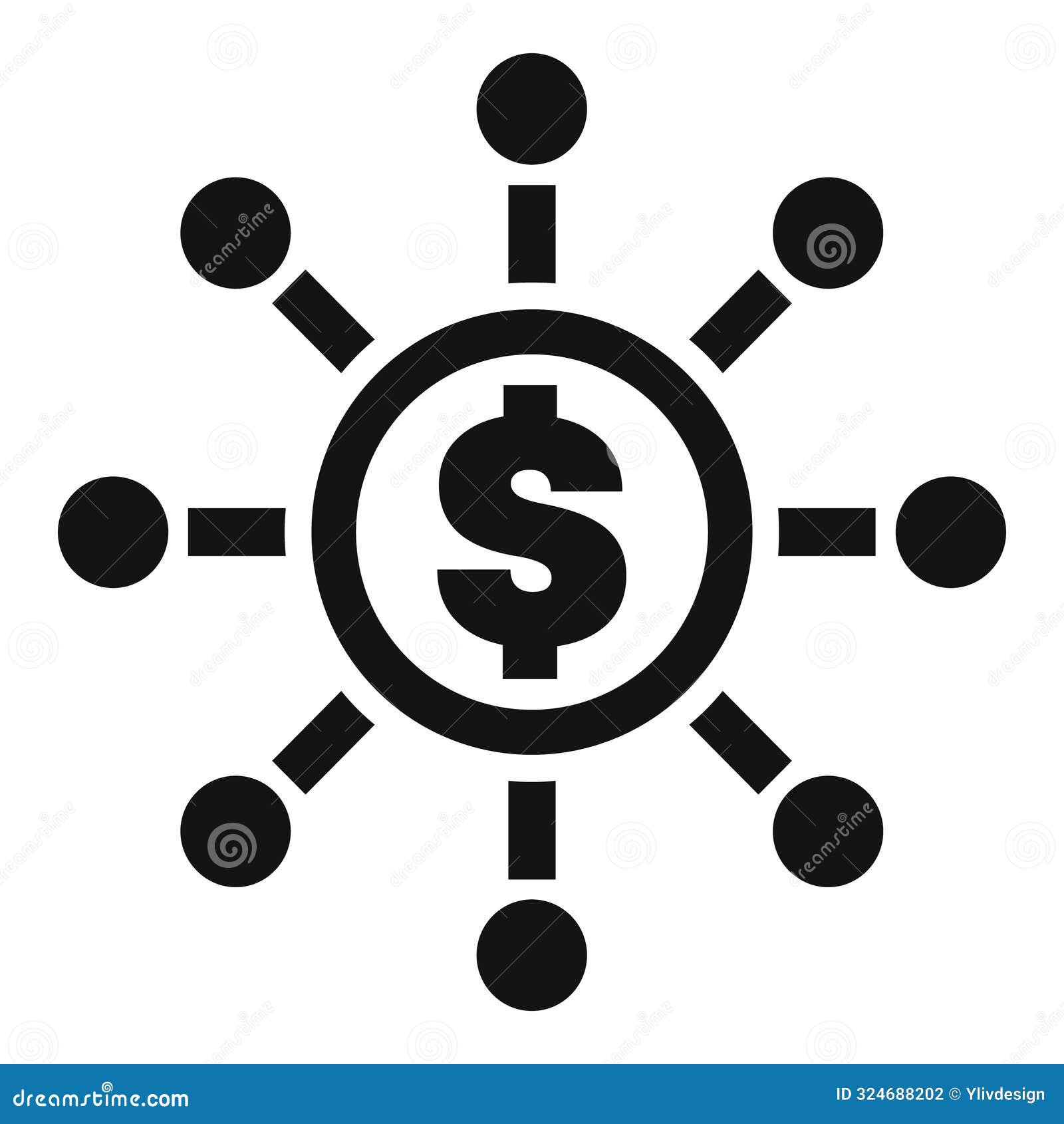 Dollar Currency Connecting with Multiple Nodes Representing ...