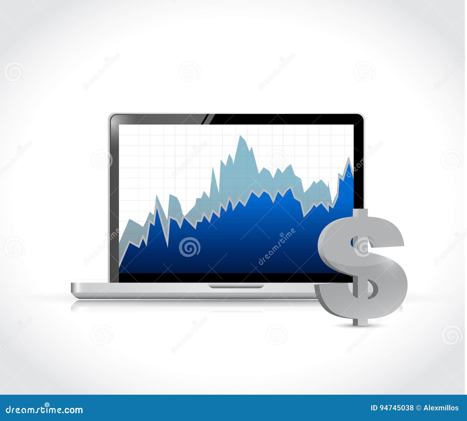 Dollar Currency Graph on a Laptop Computer. Stock Illustration ...