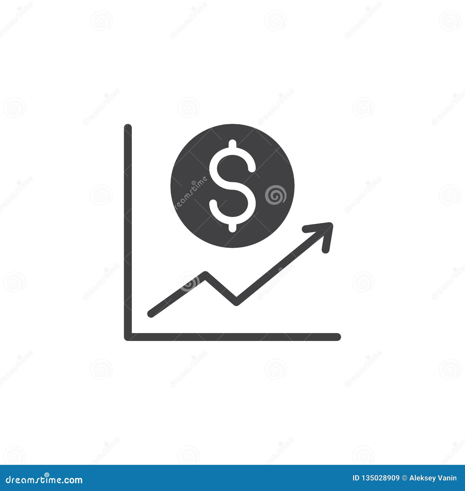Dollar Currency Increase Graph Vector Icon Stock Vector - Illustration ...