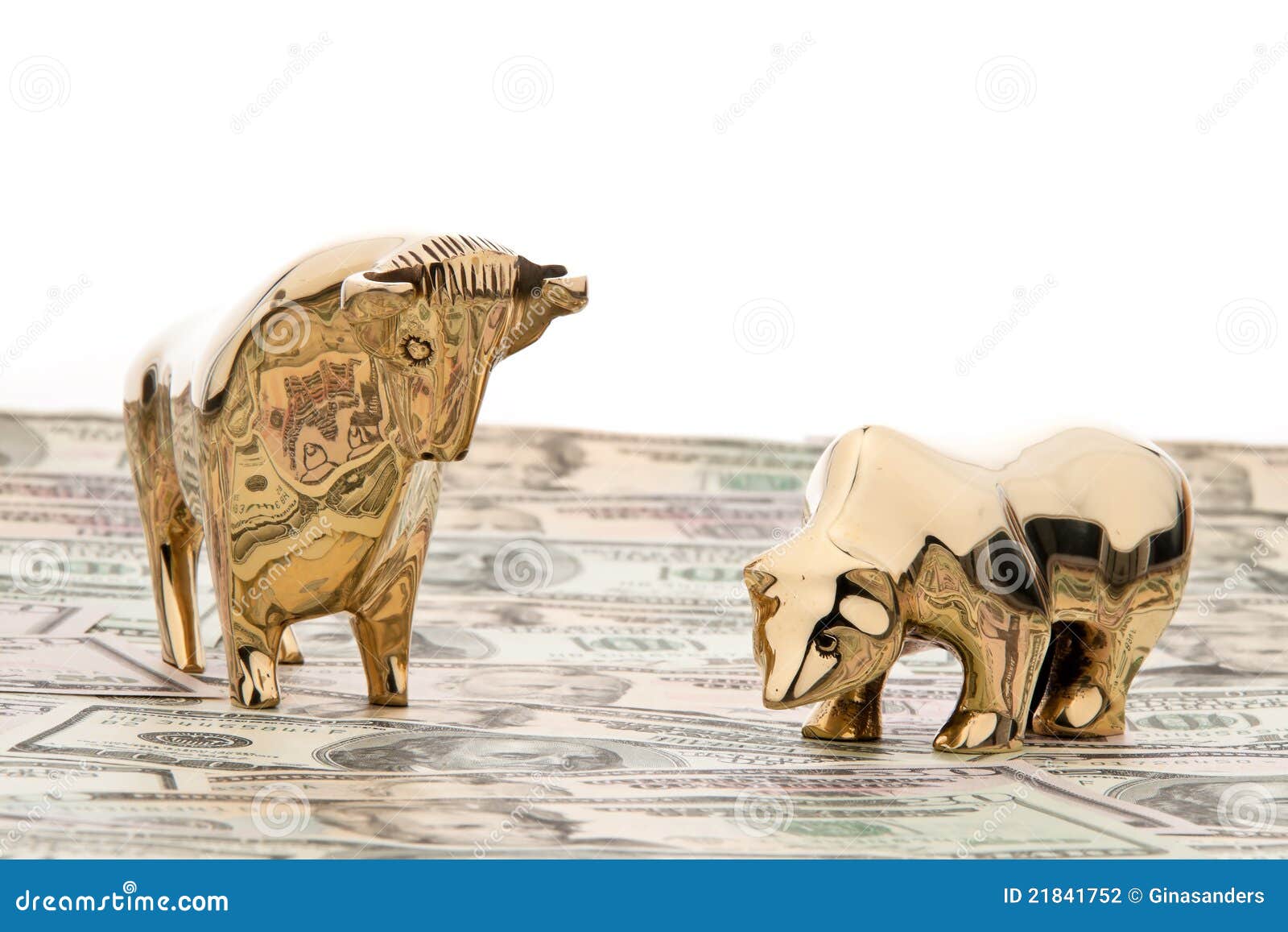 Dollar Currency Notes with Bull and Bear Stock Photo - Image of wealth ...