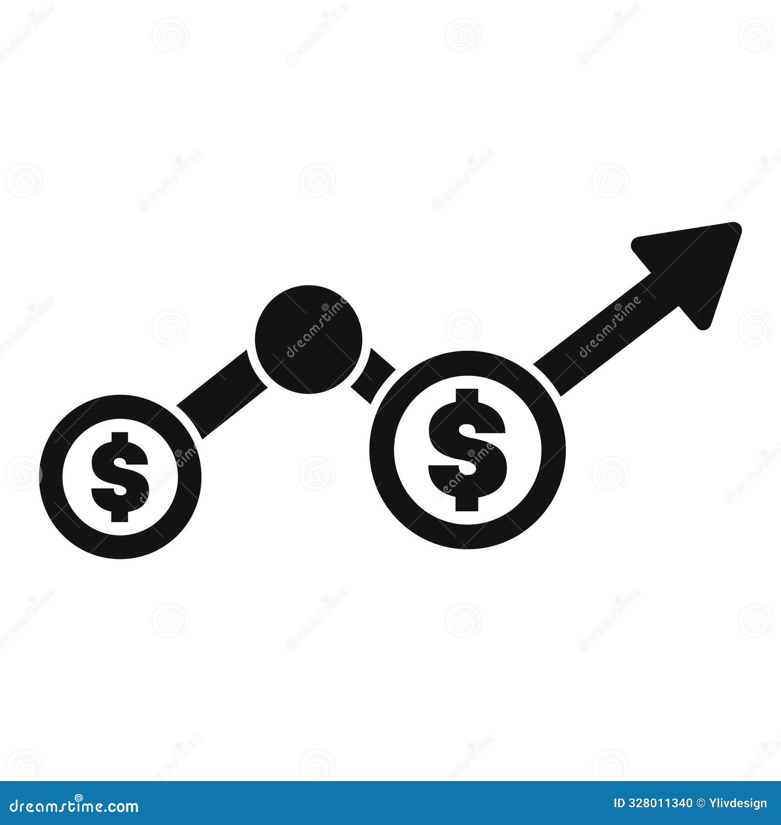Dollar Currency Sign Increasing on a Chart Graph Stock Vector ...