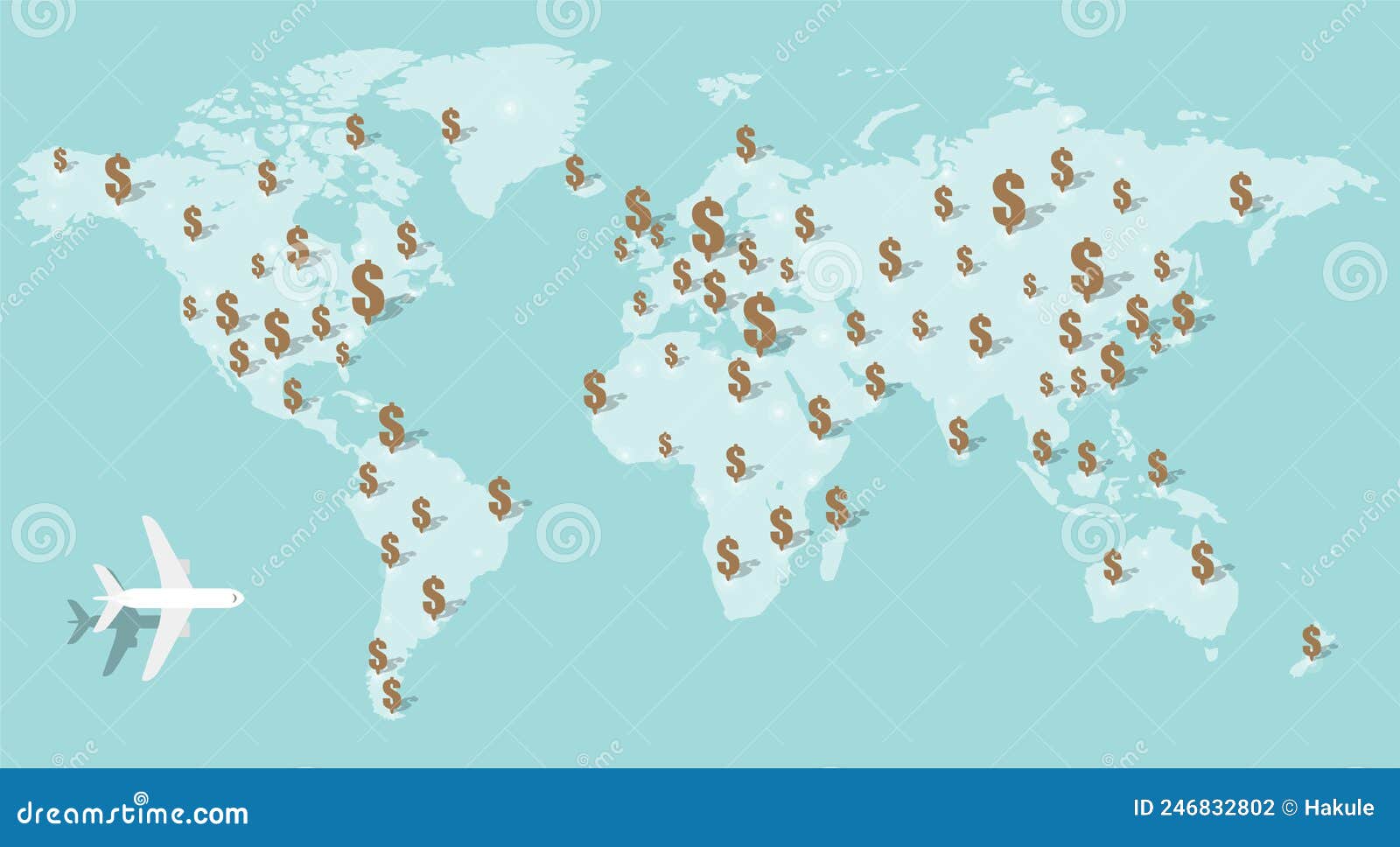 The Dollar Currency Sign on the World Map Vector Illustration Stock ...