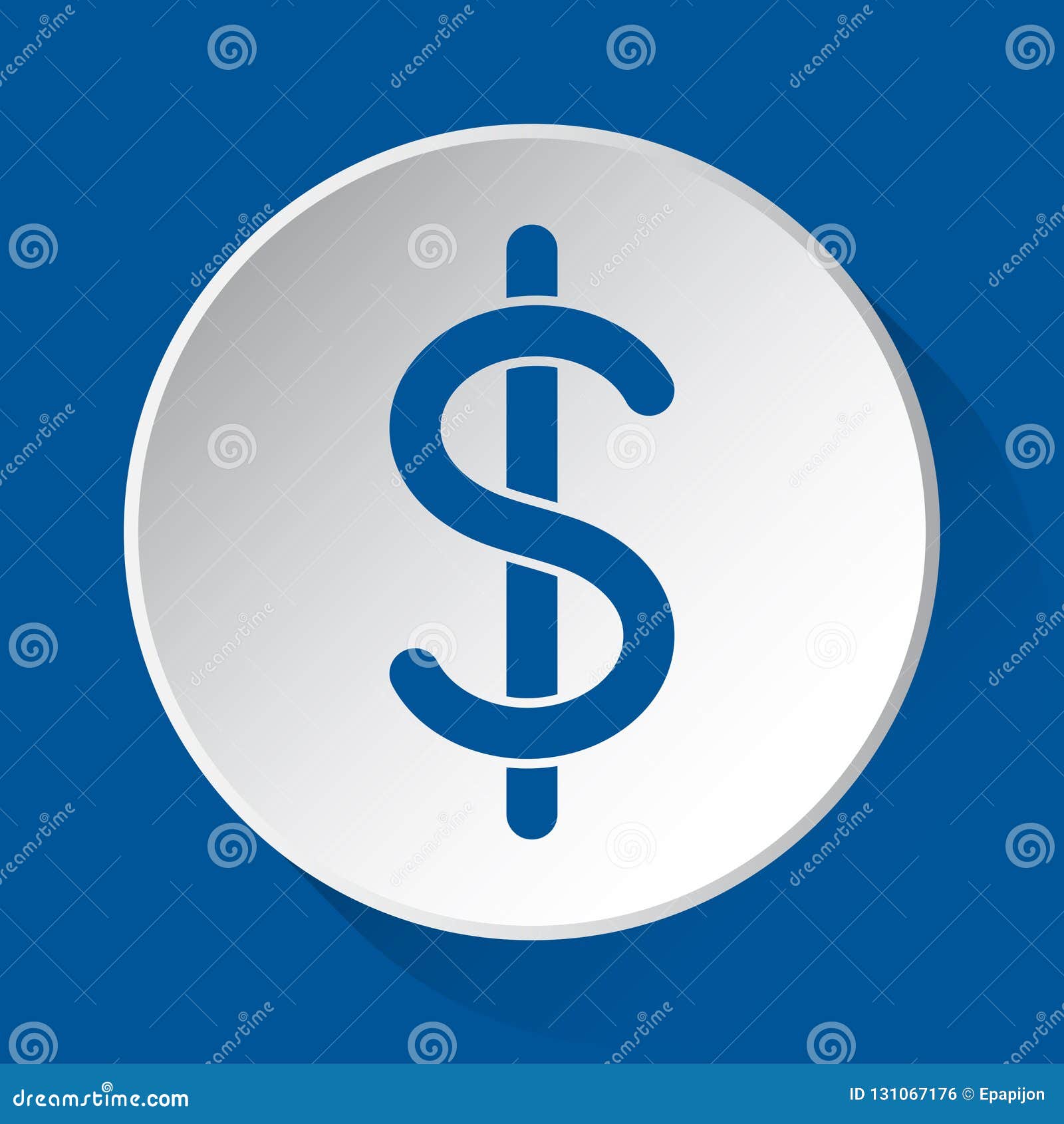 Dollar Currency Symbol - Blue Icon on White Button Stock Vector ...