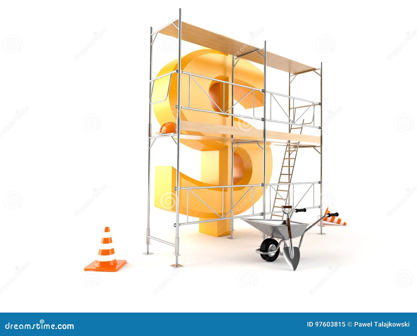 Dollar Currency Symbol with Scaffolding Stock Illustration ...