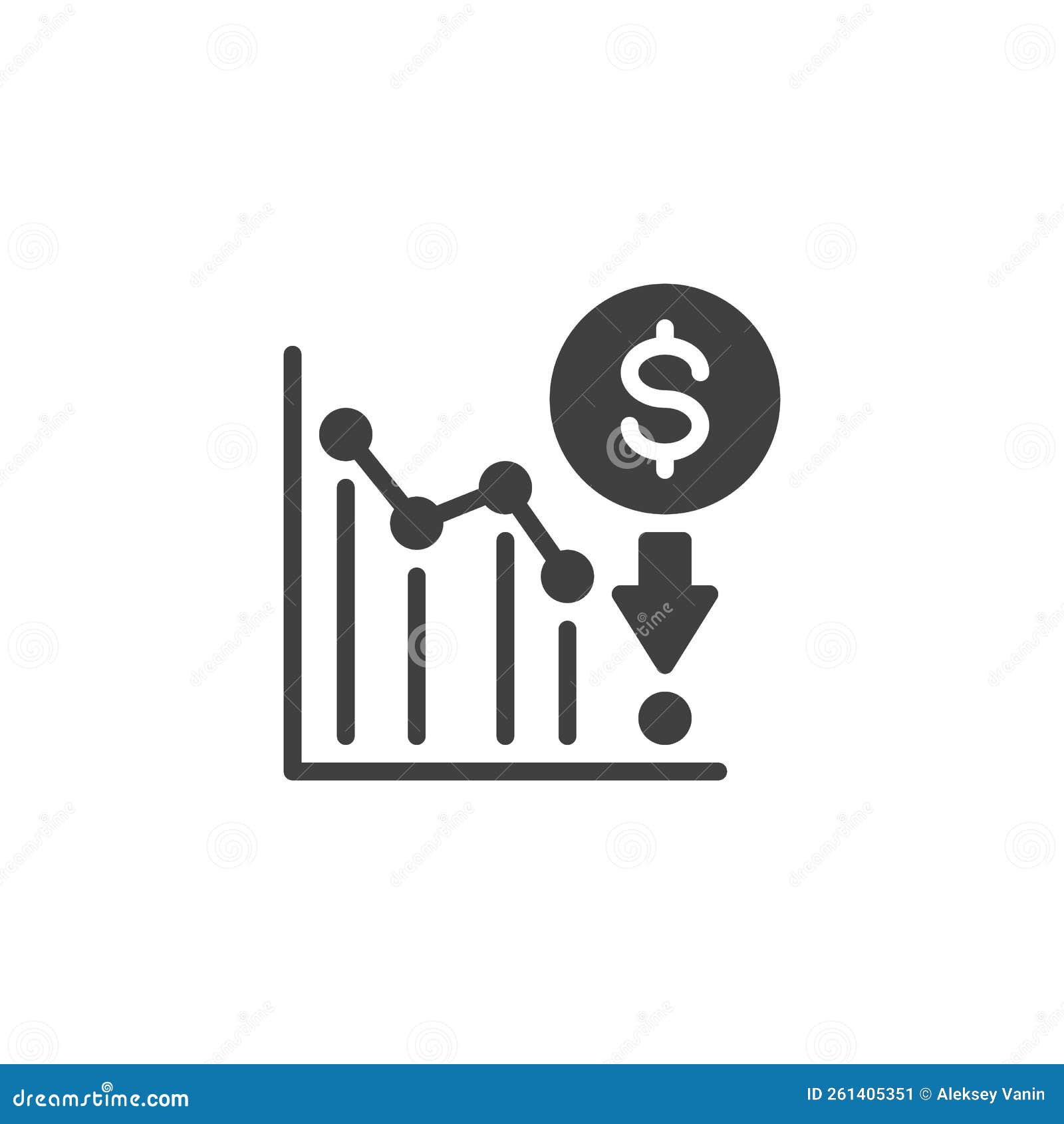 Dollar decline vector icon stock vector. Illustration of investment - 261405351