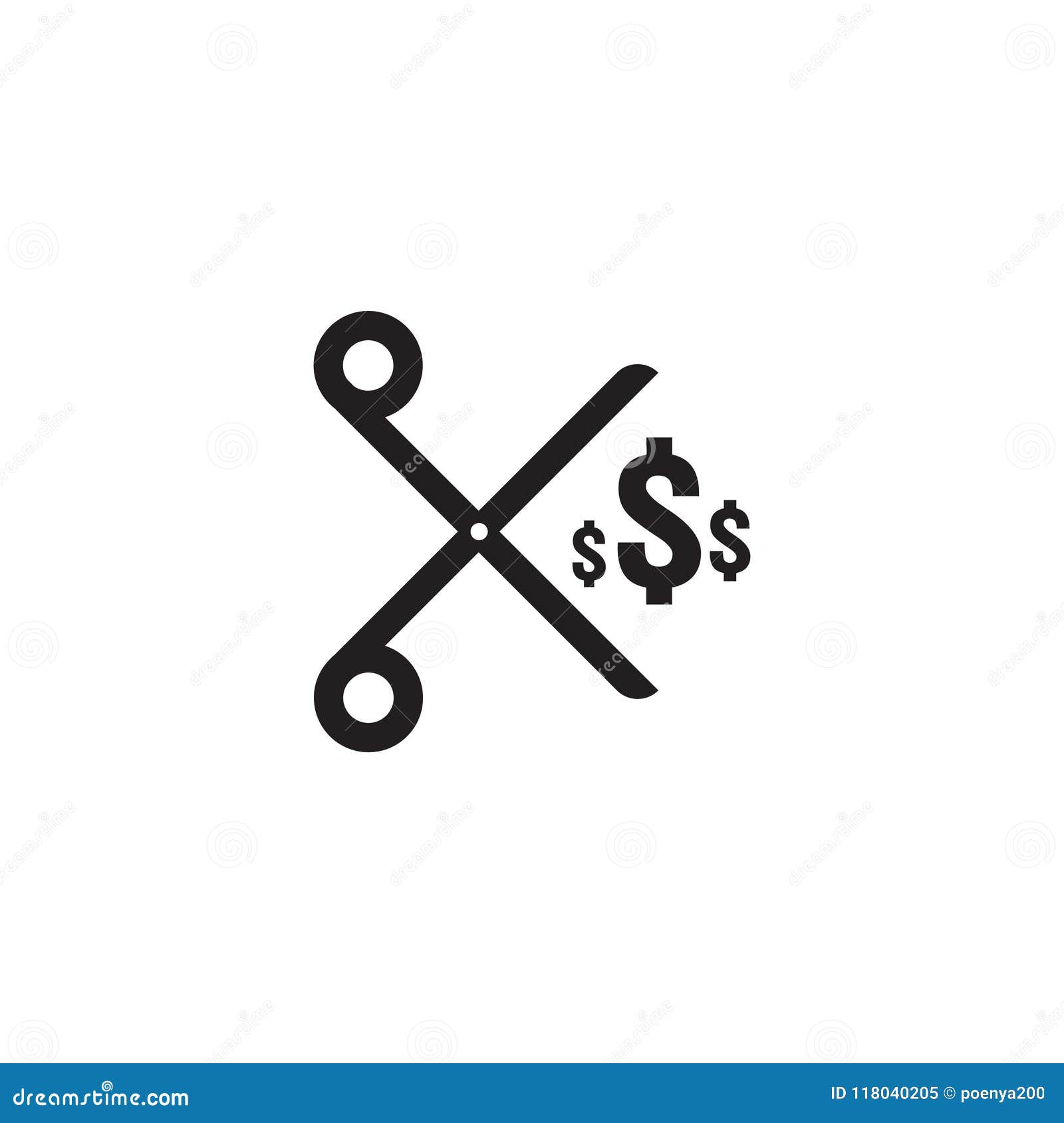 Dollar Decrease Icon. Money Rising Drop Fall Down Symbol. Business Scissor Cut Cost Reduction ...