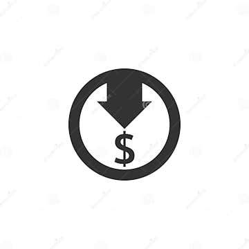 Dollar Decrease Icon. Money Symbol with Arrow Stretching Rising Drop ...