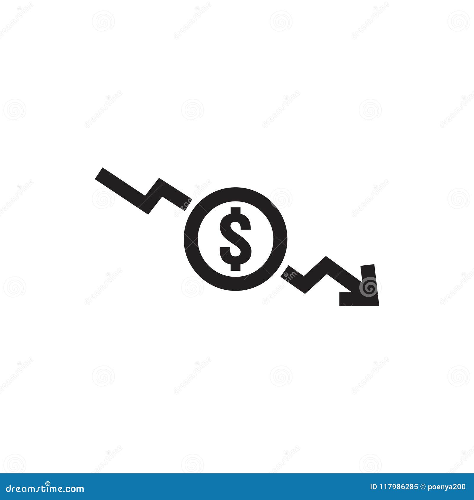 Dollar Decrease Icon. Money Symbol with Arrow Stretching Rising Drop ...
