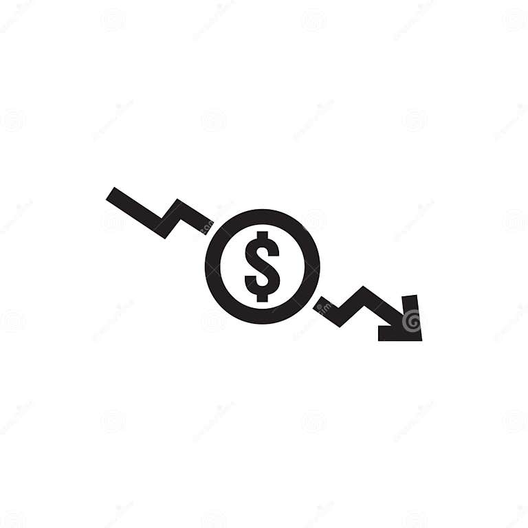 Dollar Decrease Icon. Money Symbol with Arrow Stretching Rising Drop ...