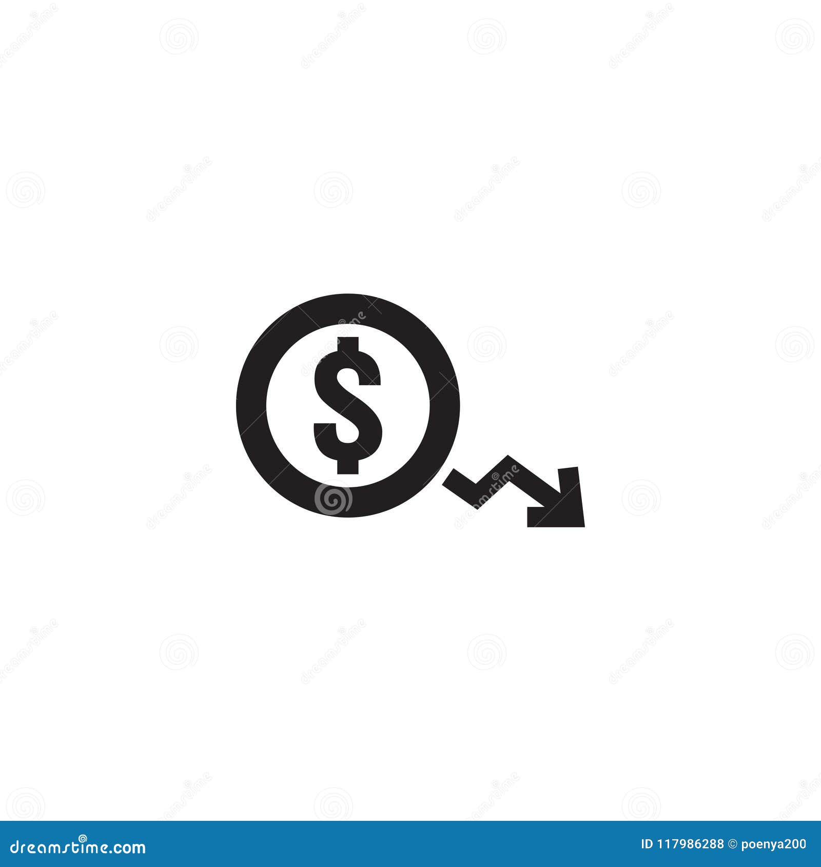 Dollar Decrease Icon. Money Symbol with Arrow Stretching Rising Drop ...
