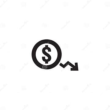 Dollar Decrease Icon. Money Symbol with Arrow Stretching Rising Drop ...