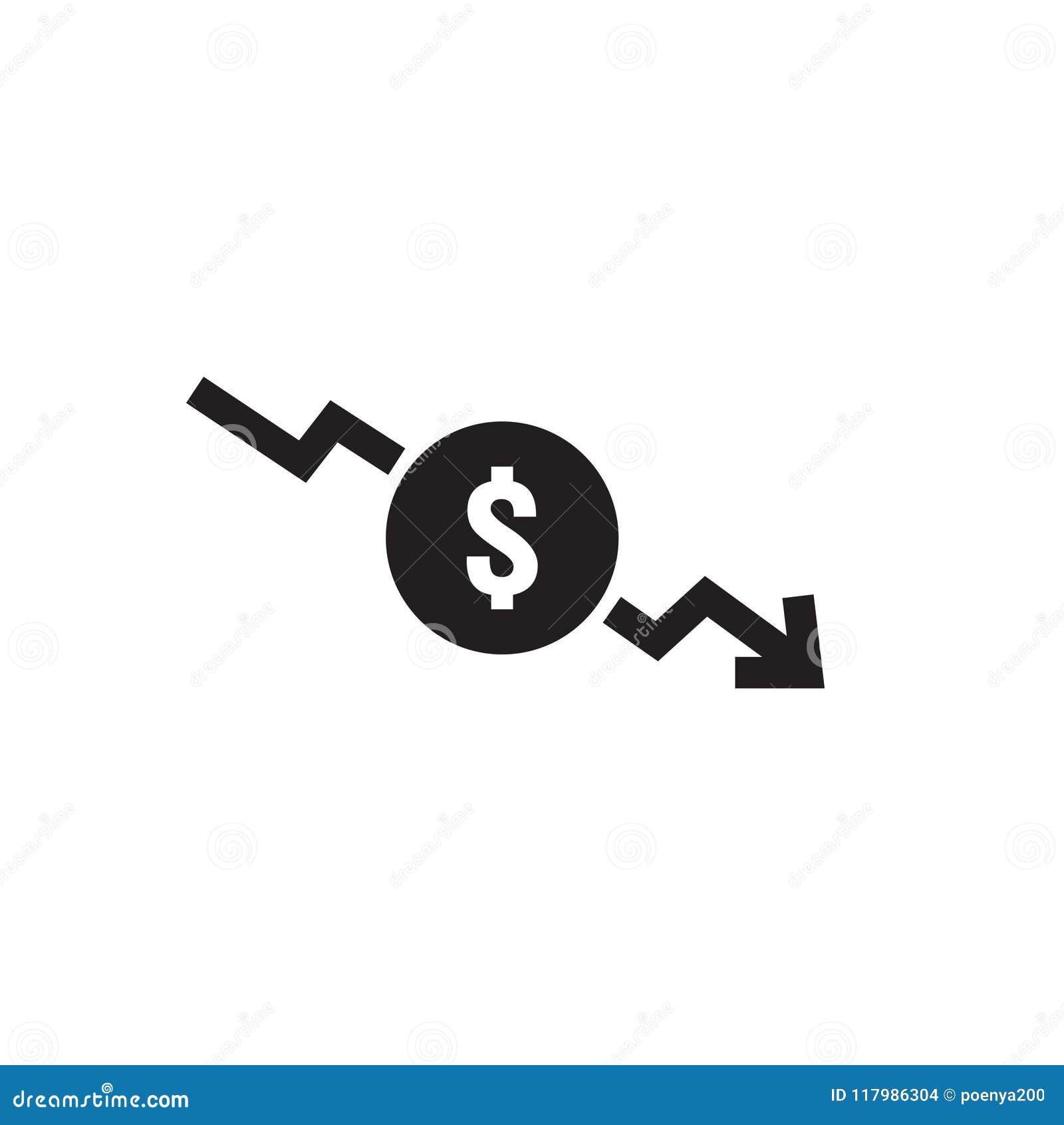 Dollar Decrease Icon. Money Symbol with Arrow Stretching Rising Drop ...