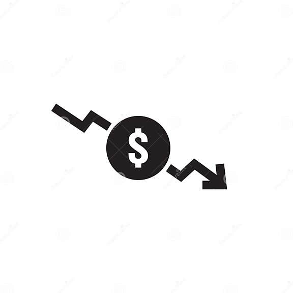 Dollar Decrease Icon. Money Symbol with Arrow Stretching Rising Drop ...