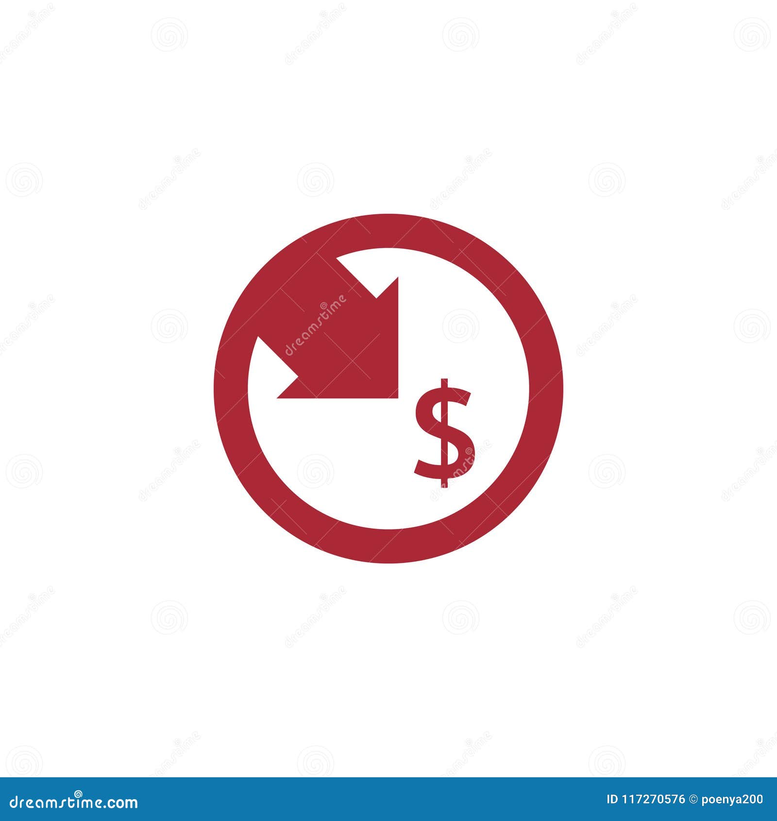 Dollar Decrease Icon. Money Symbol With Arrow Stretching Rising Drop ...