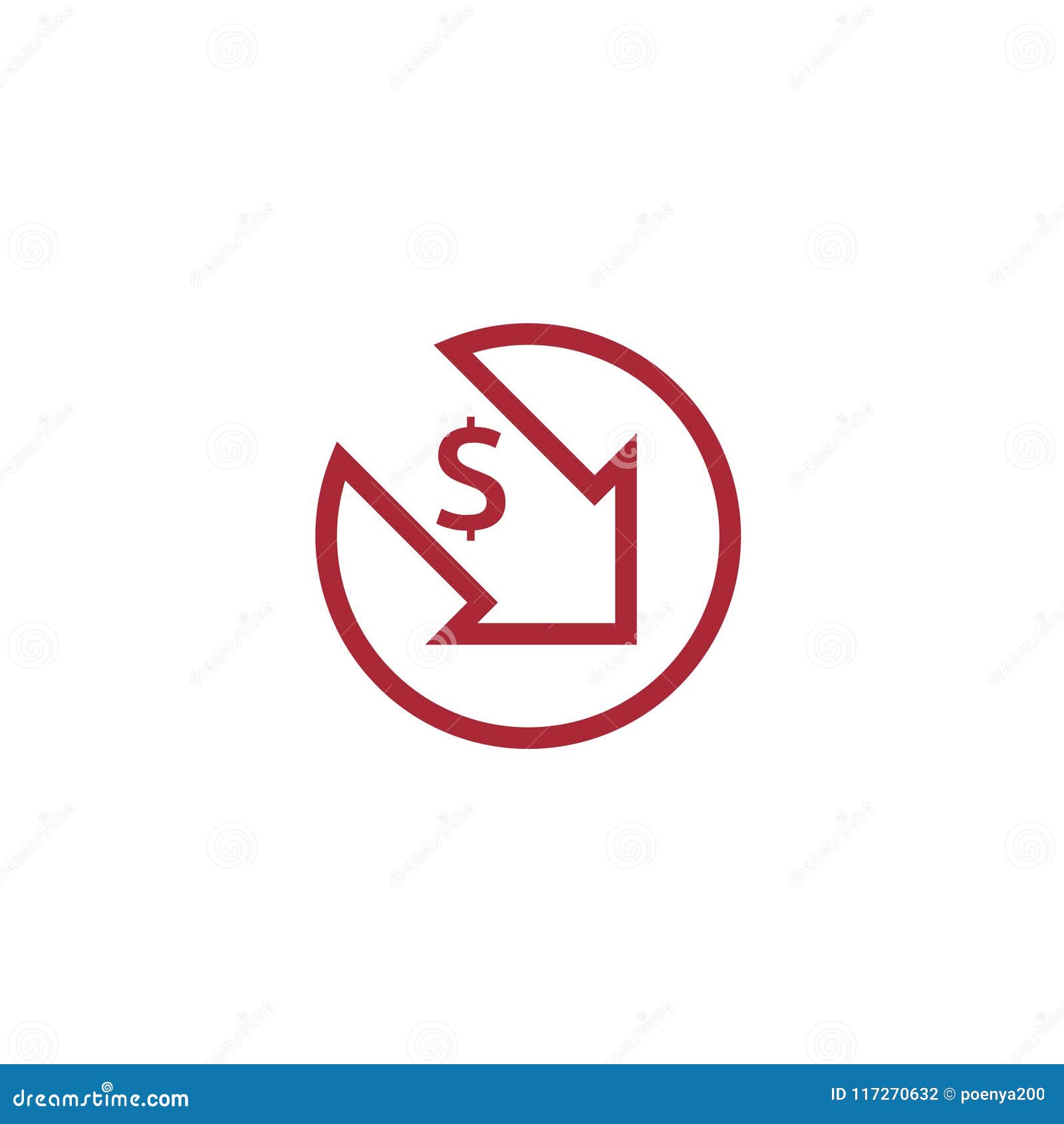 Dollar Decrease Icon. Money Symbol with Arrow Stretching Rising Drop ...