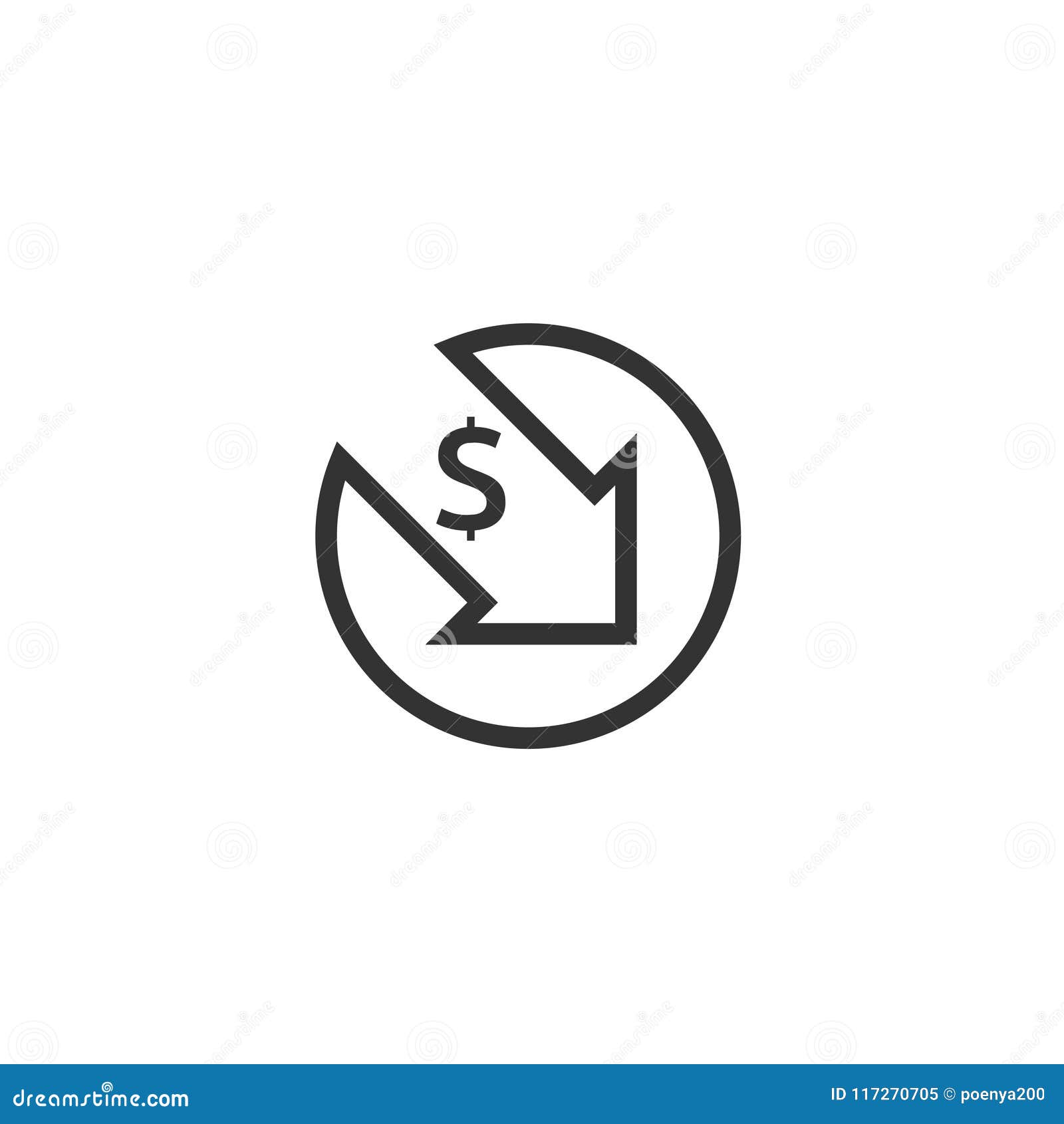 Dollar Decrease Icon. Money Symbol with Arrow Stretching Rising Drop ...