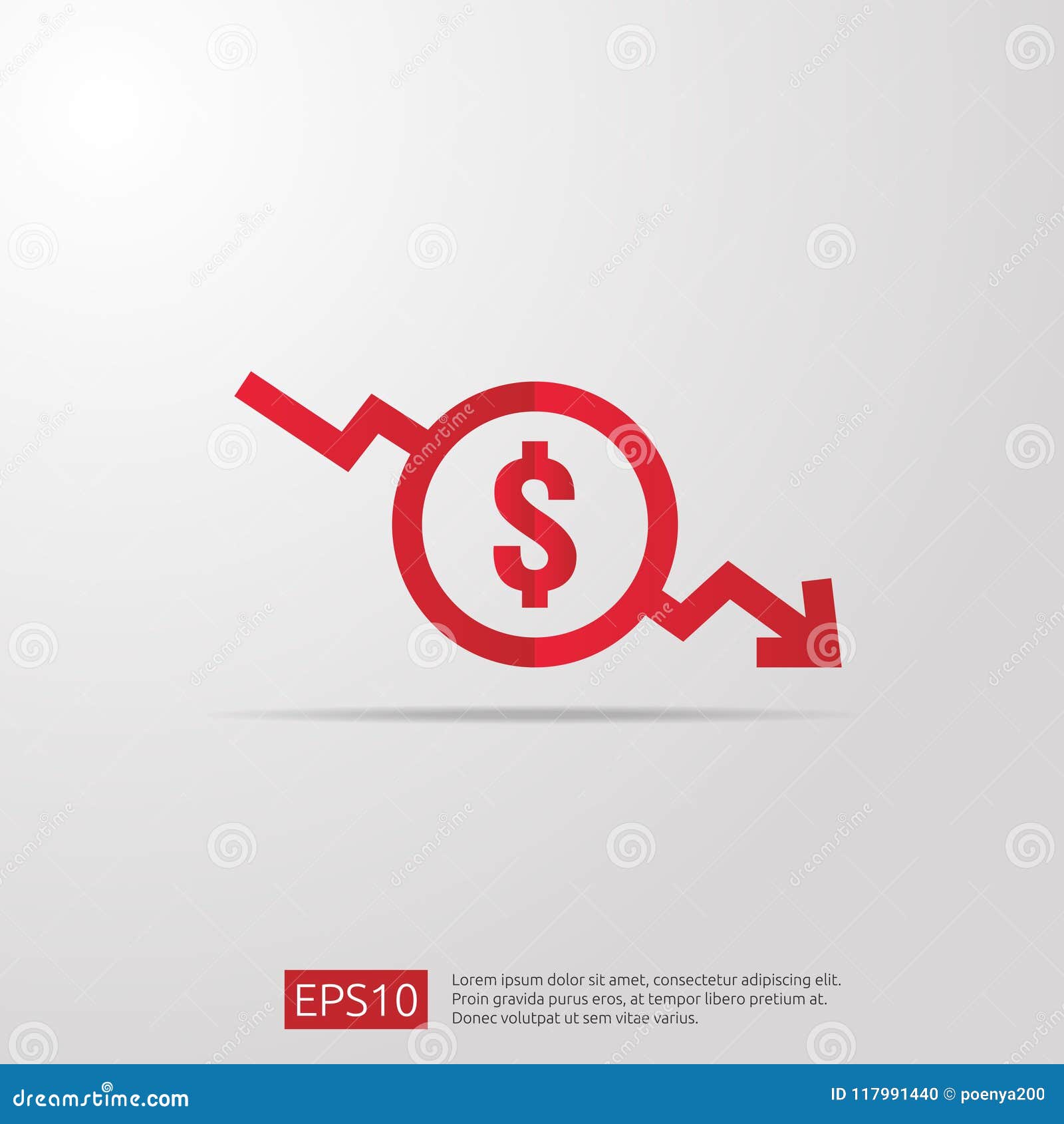 Dollar Decrease Icon. Money Symbol with Arrow Stretching Rising Drop ...