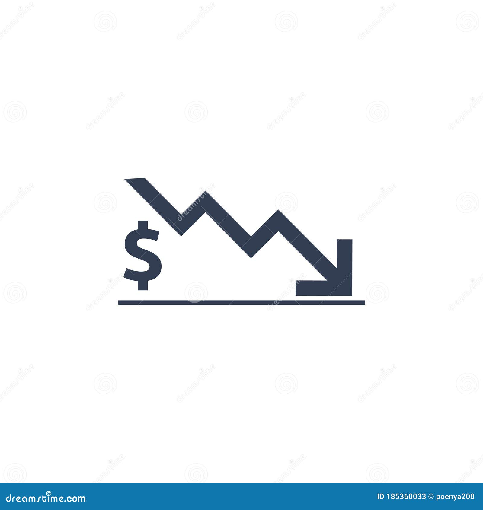 Dollar Decrease Icon. Money Symbol with Arrow Stretching Rising Drop ...