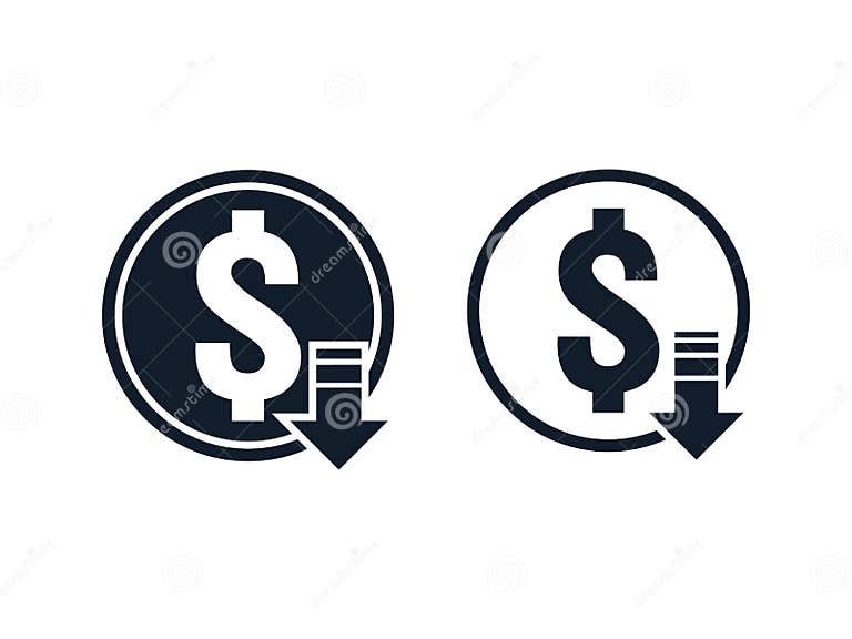 Dollar Decrease Icon. Money Symbol with Arrow Stretching Rising Drop ...