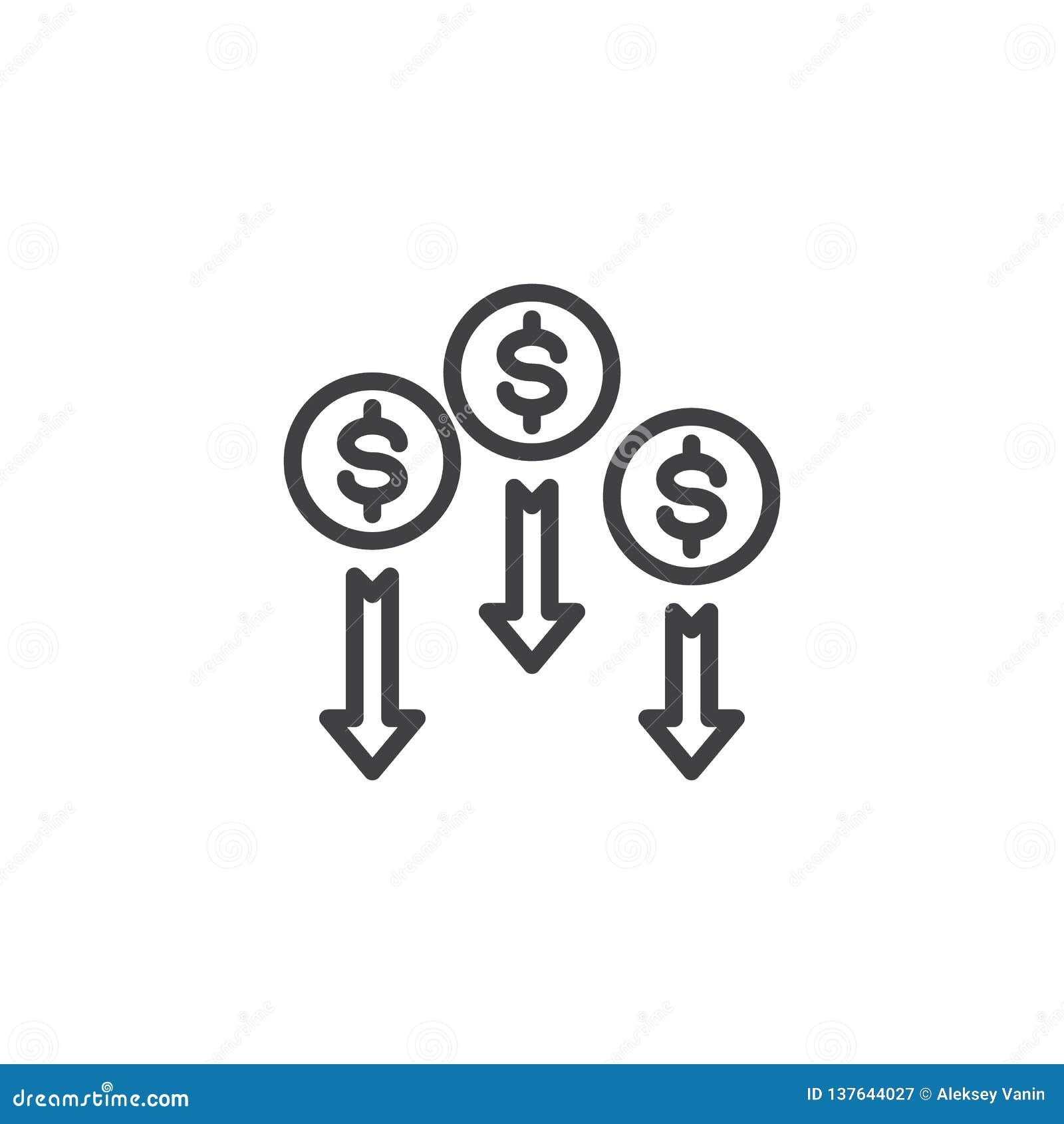 Dollar Decrease Rate Line Icon Stock Vector - Illustration of crisis, decrease: 137644027