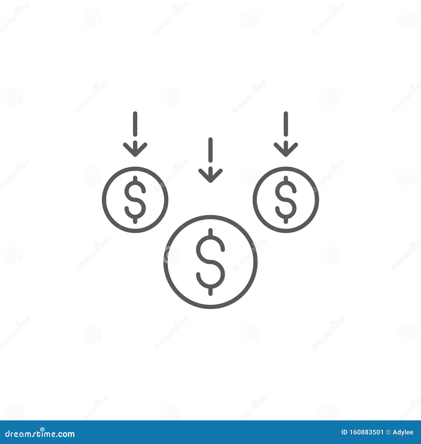 Dollar Decrease Rate Vector Icon Symbol Isolated on White Background Stock Vector - Illustration ...