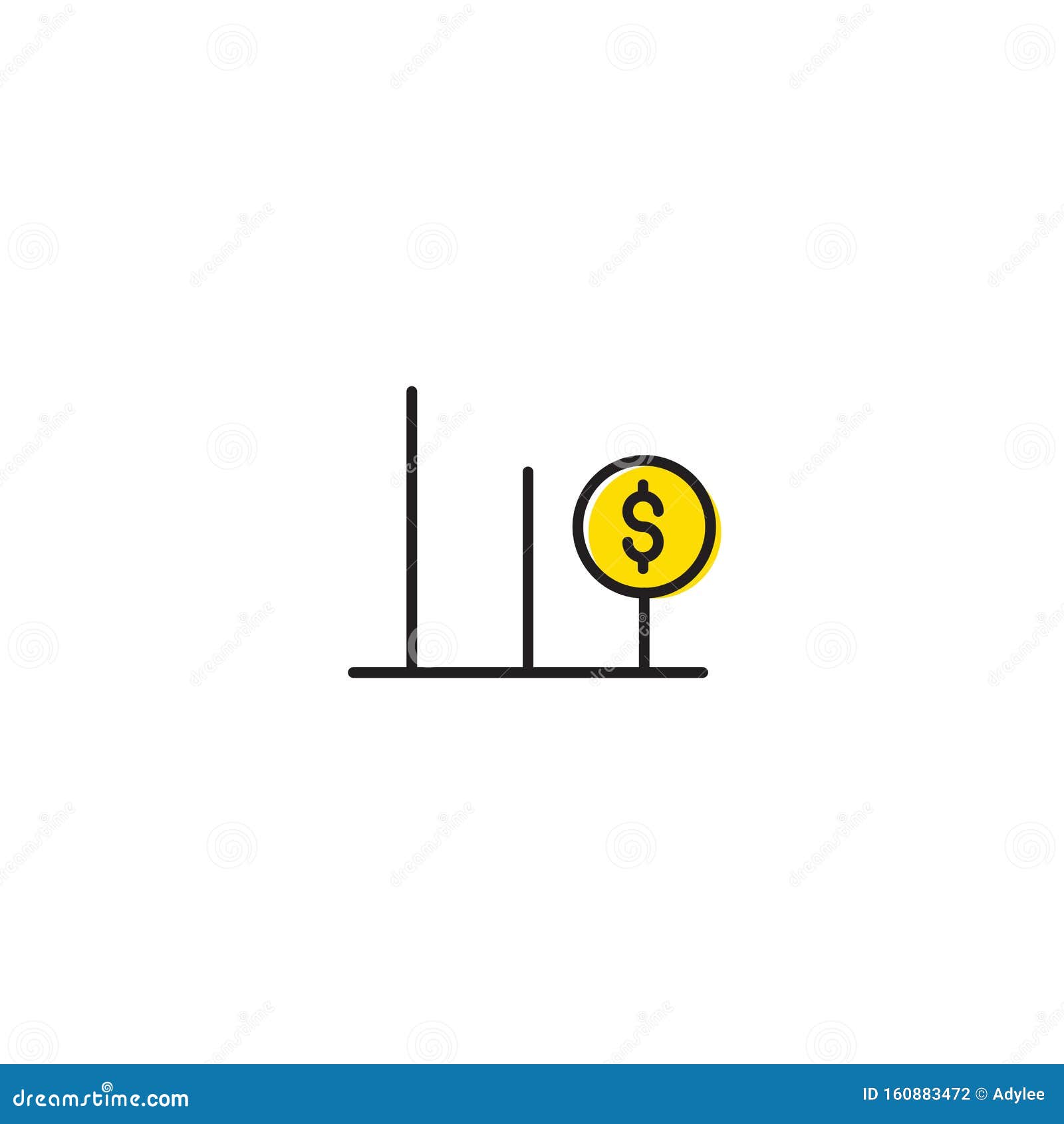 Dollar Decrease Rate Vector Icon Symbol Isolated on White Background Stock Vector - Illustration ...