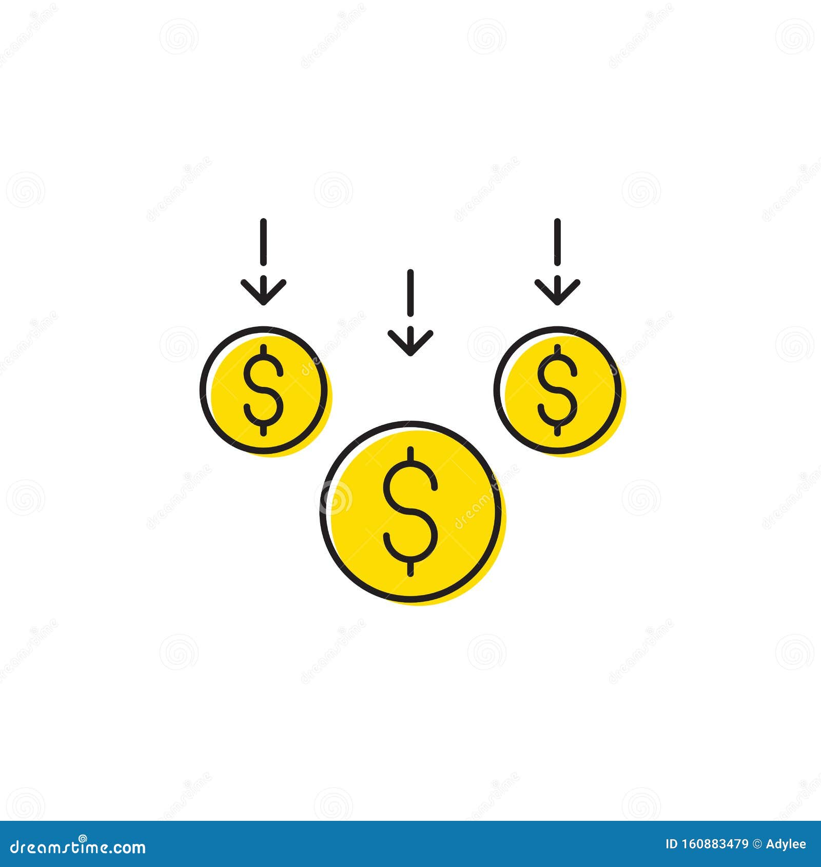 Dollar Decrease Rate Vector Icon Symbol Isolated on White Background Stock Vector - Illustration ...