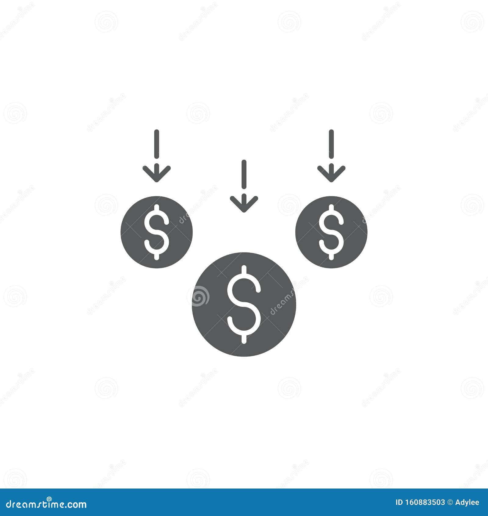 Dollar Decrease Rate Vector Icon Symbol Isolated on White Background Stock Vector - Illustration ...
