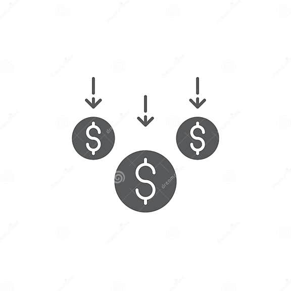 Dollar Decrease Rate Vector Icon Symbol Isolated on White Background Stock Vector - Illustration ...