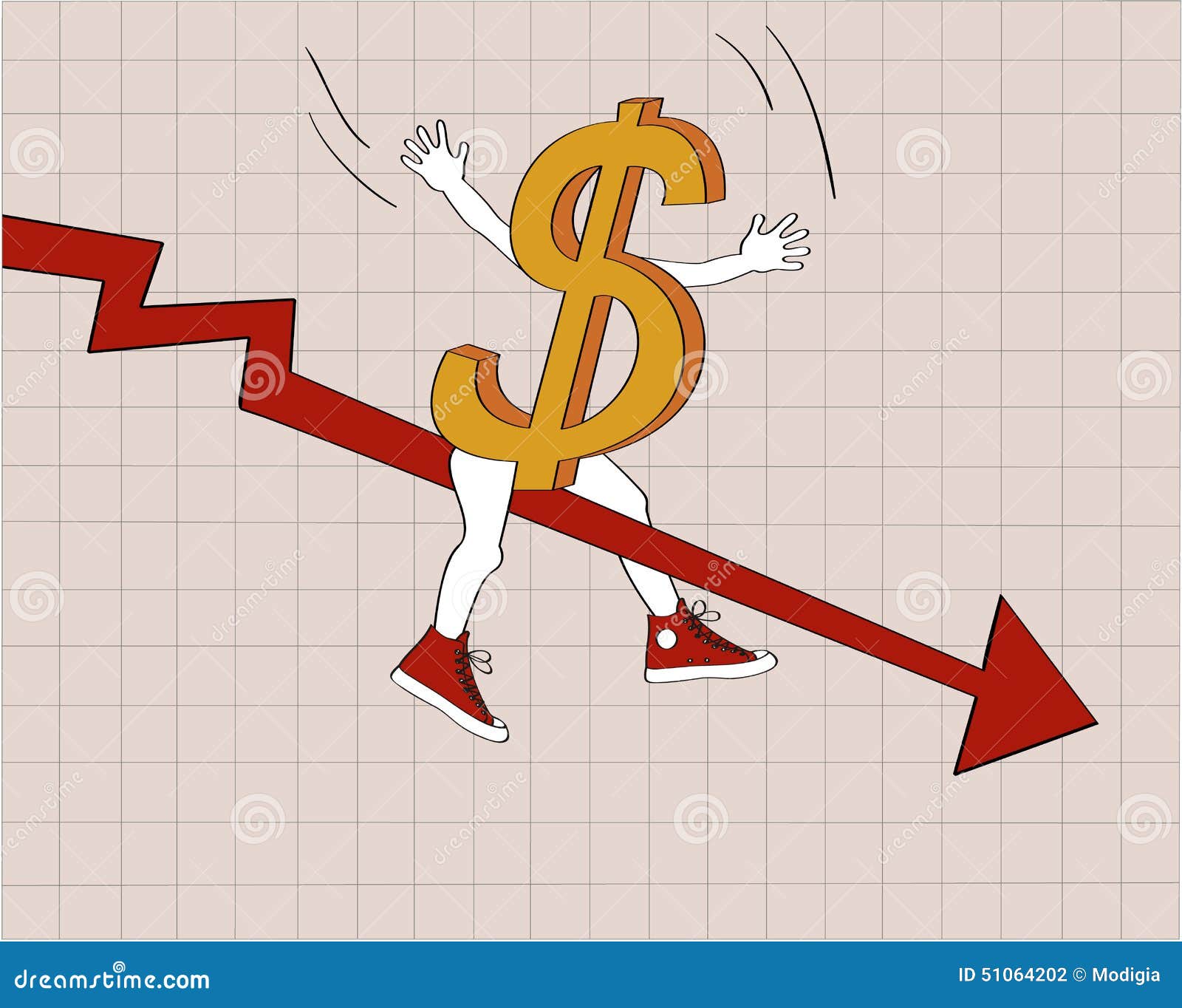Dollar decrease stock vector. Illustration of dollar - 51064202
