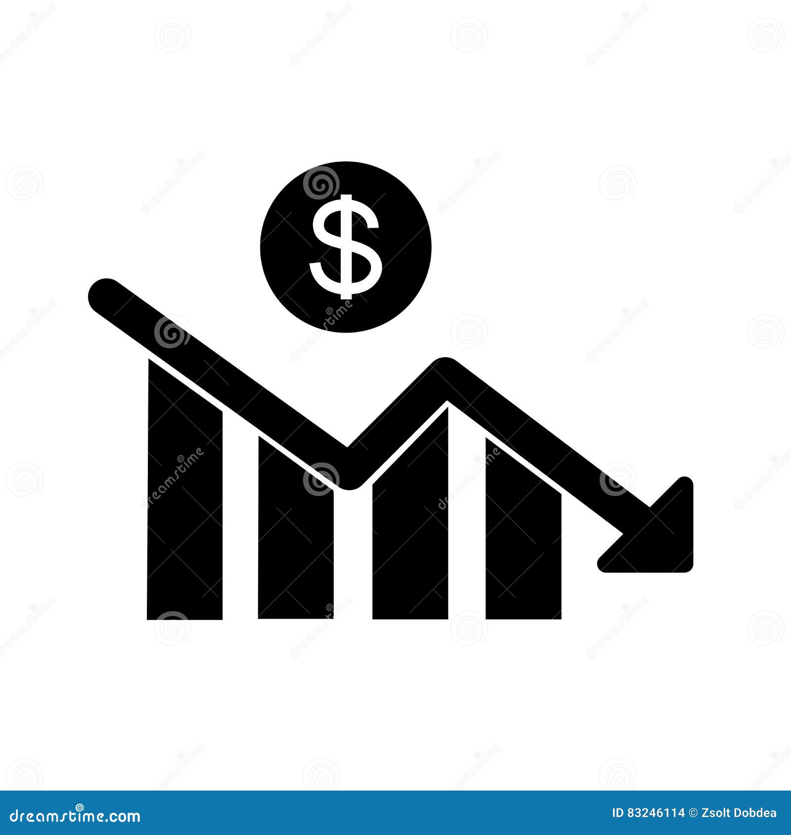 Dollar Decrease Statistics Symbol Stock Illustration - Illustration of ...