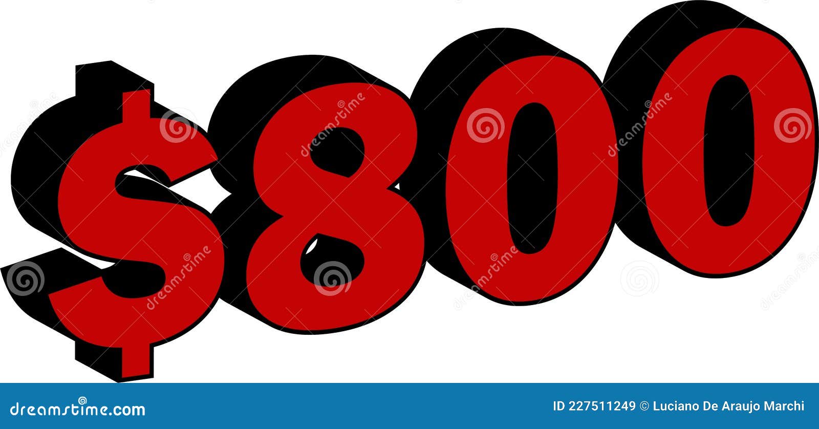 $800 Dollar Eight Hundred Price Symbol Red Stock Illustration ...