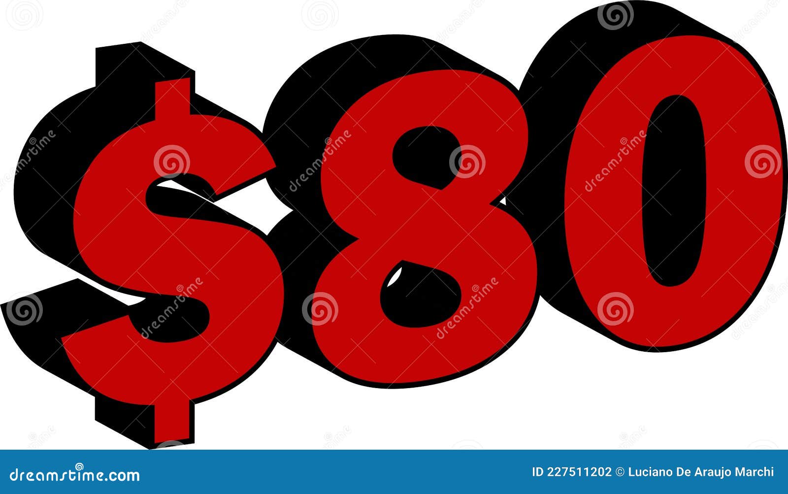 $80 Dollar Eighty Price Symbol Red Stock Illustration - Illustration of ...