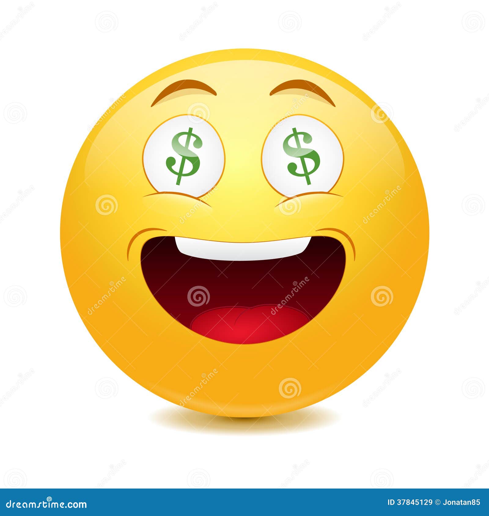Dollar emoticon stock vector. Illustration of luck, color - 37845129