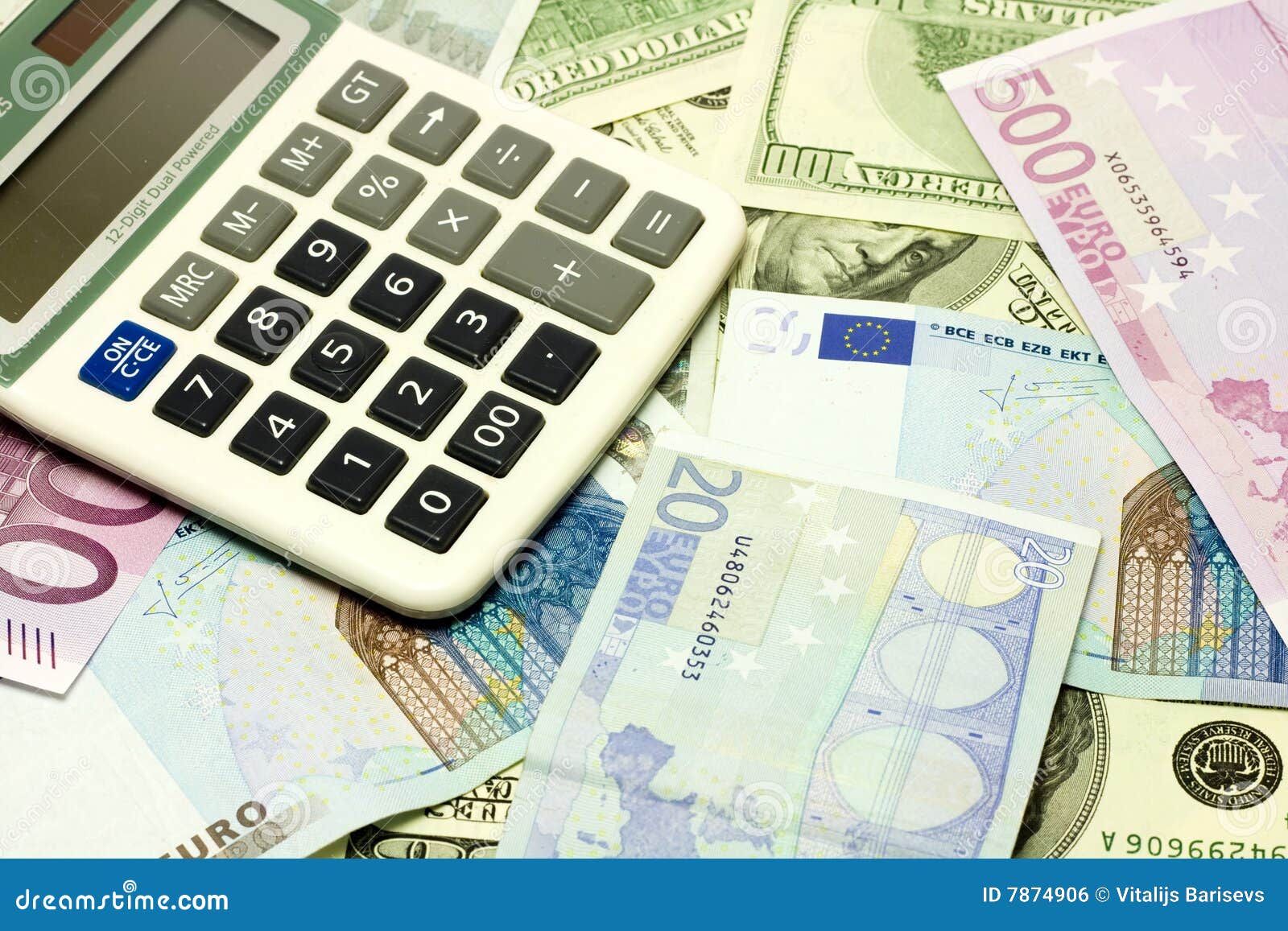 Dollar, Euro Banknotes, Calculator Stock Photo - Image of debt, capital ...