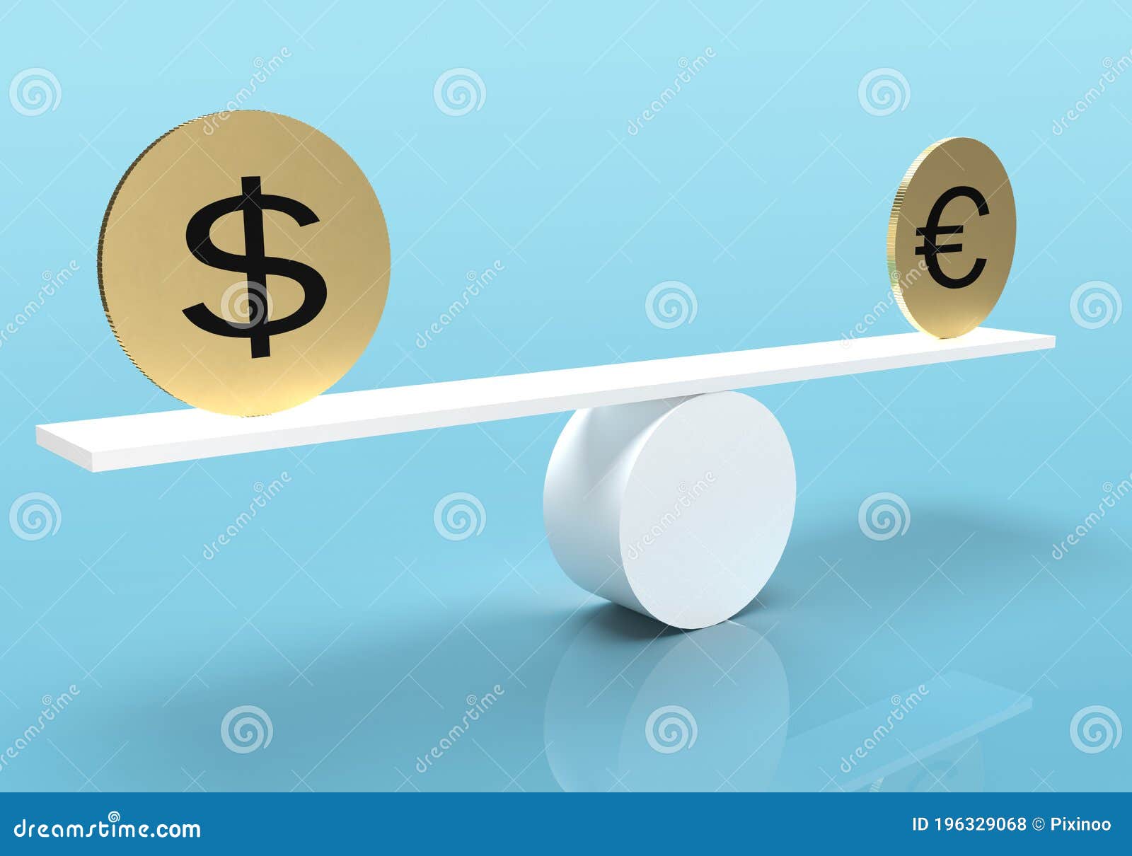 Dollar and Euro Gold Coins on Balance Scale Stock Illustration ...