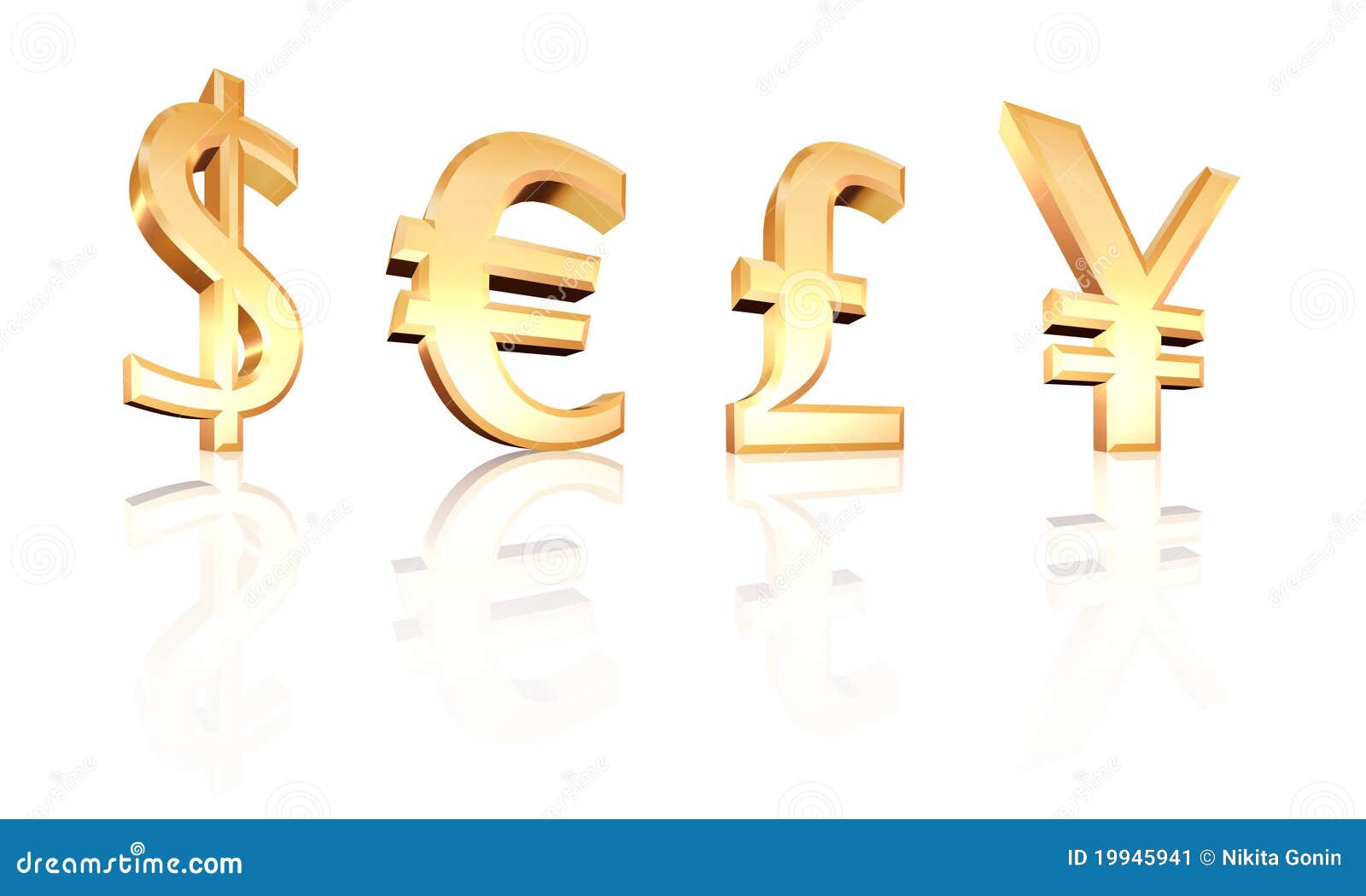 Dollar Euro Pound Yen Signs 3d on White Stock Illustration ...