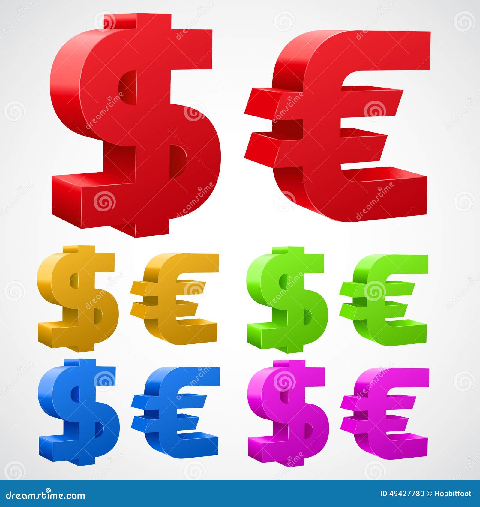 Dollar Euro Signs Isolated on White. Stock Vector - Illustration of ...