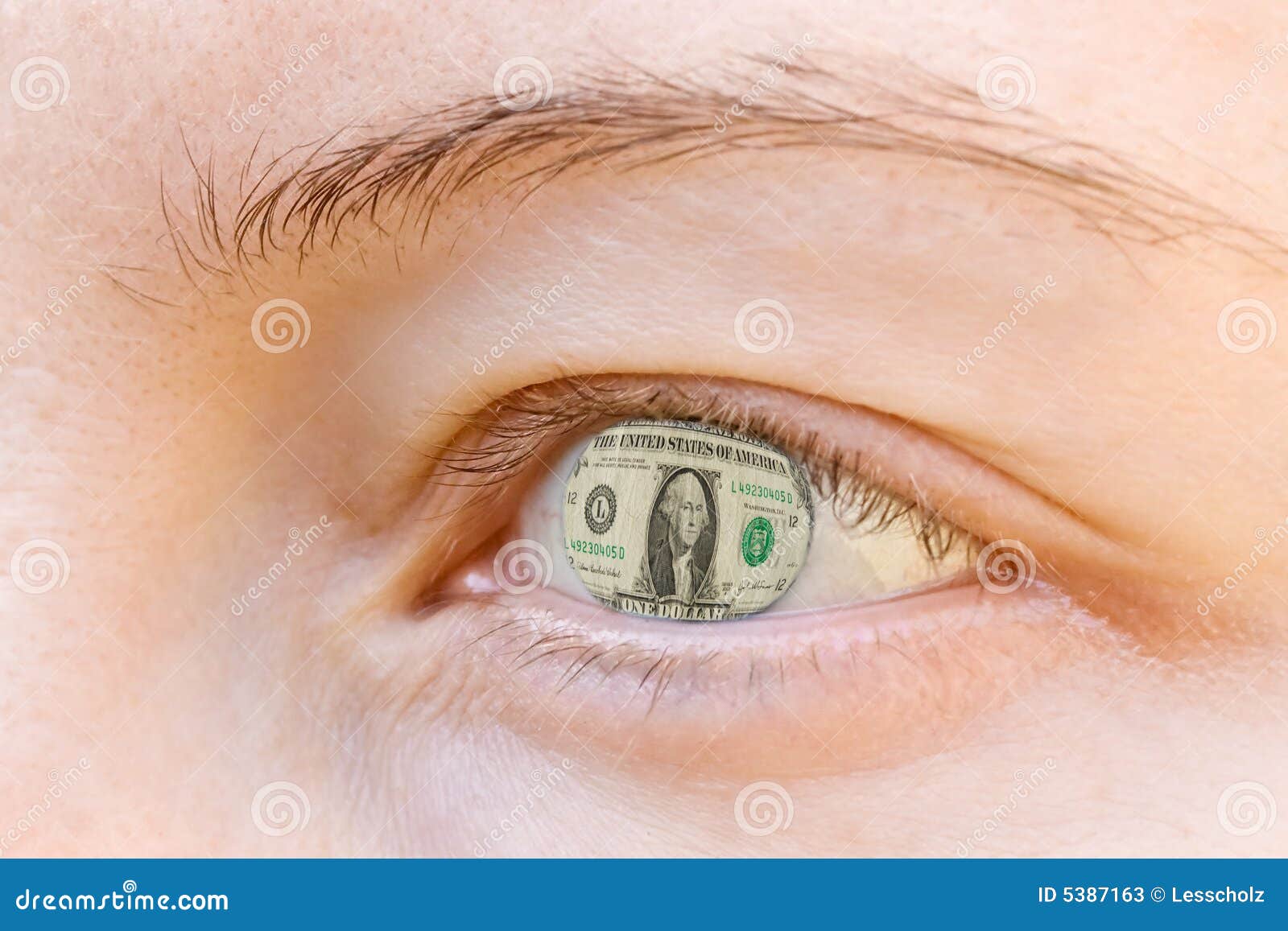 Dollar in the eye stock image. Image of banknote, safety - 5387163