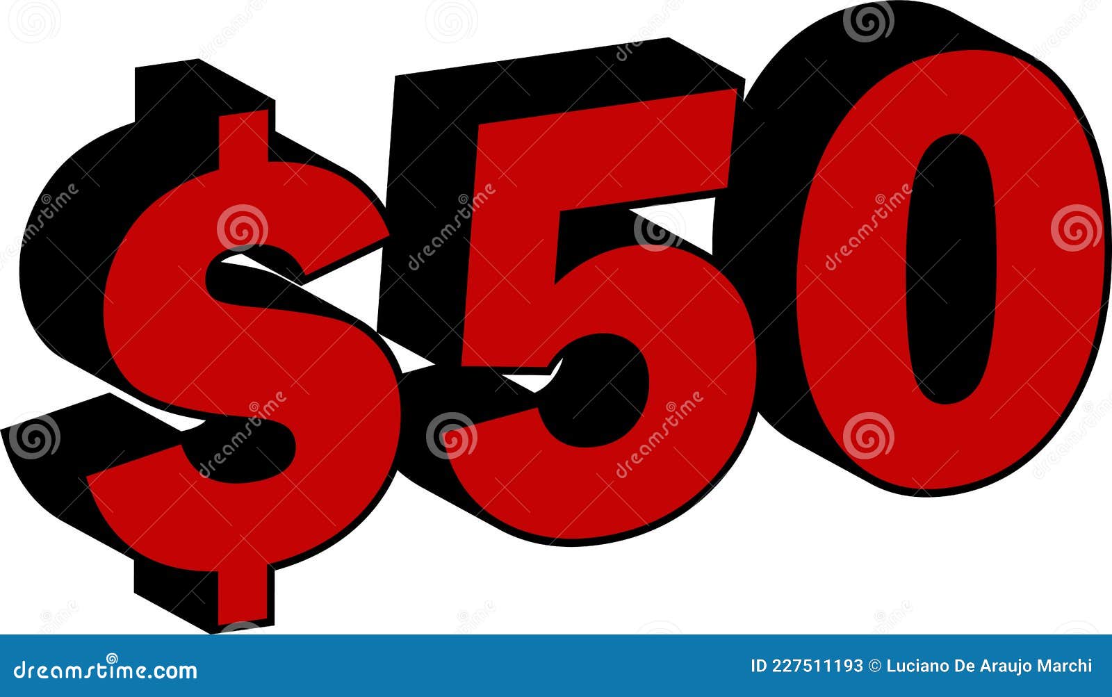 $50 Dollar Fifty Price Symbol Red Stock Illustration - Illustration of ...