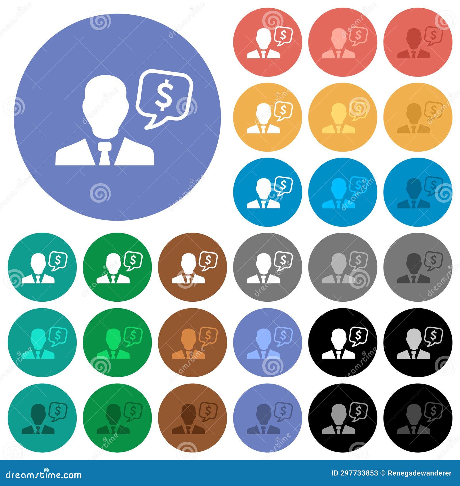 Dollar Financial Advisor Round Flat Multi Colored Icons Stock Vector ...