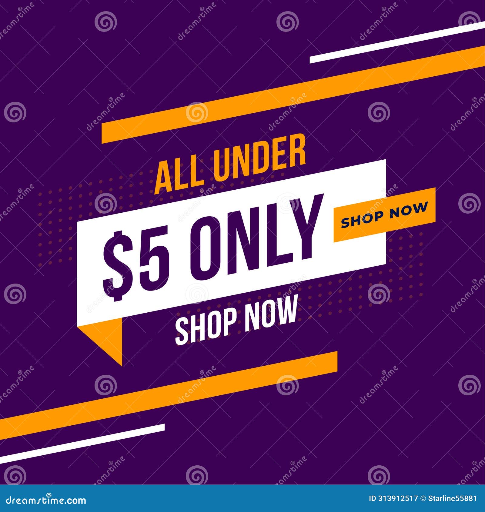 Dollar Five only Store Promotional Banner Design Stock Vector ...