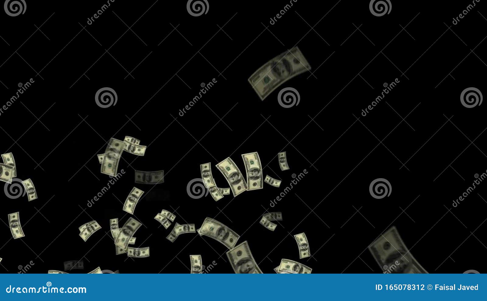 Dollar Flying Animation Black Background Vector Motion Graphics Loop ...